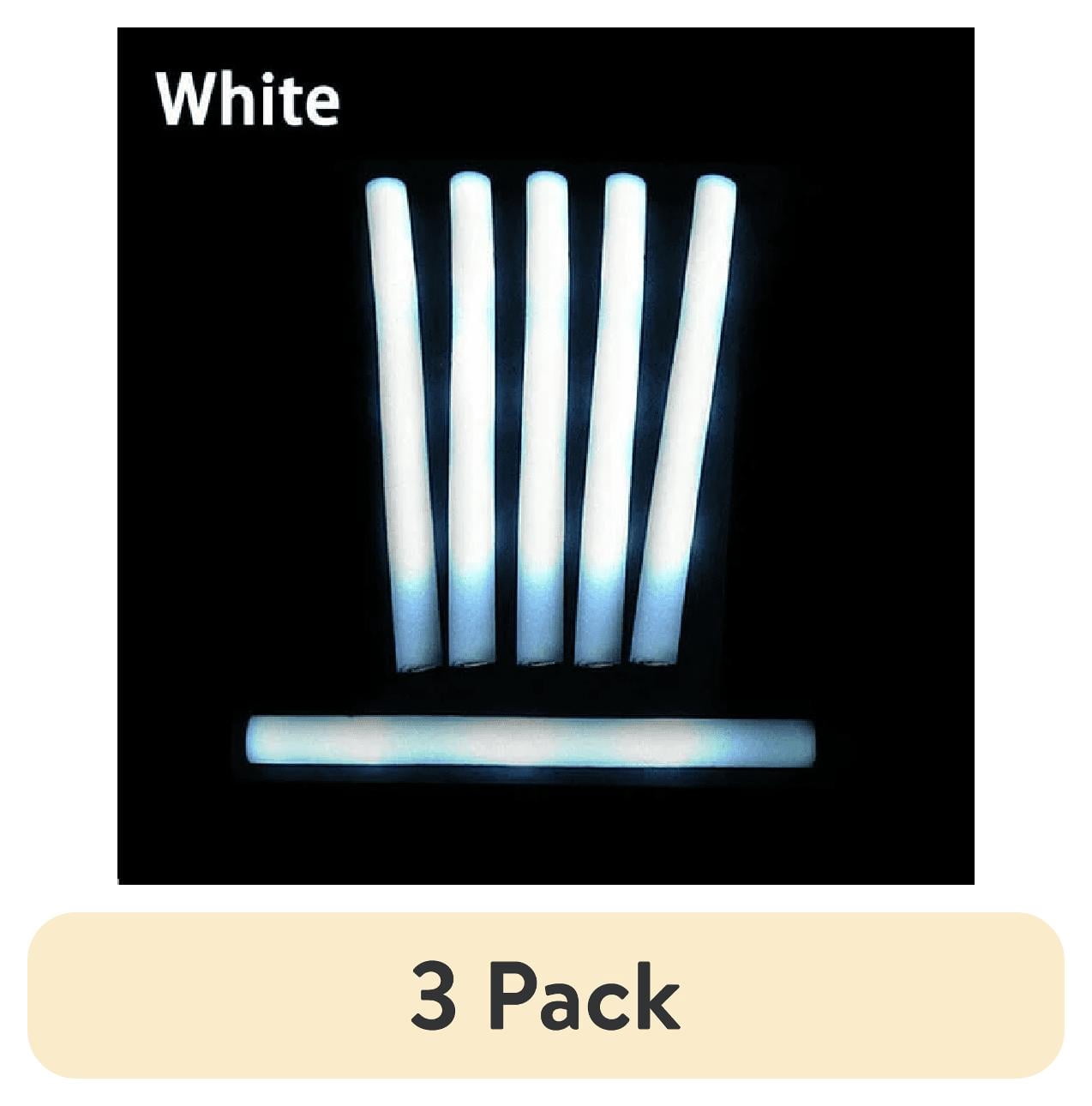 (3 pack) LED Light up 18 inch White Glow Foam Stick Cheer Tube Soft ...