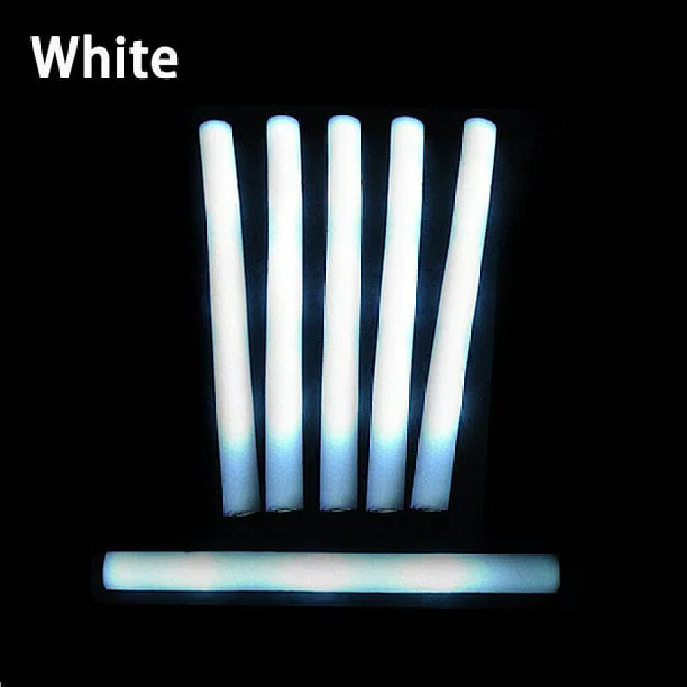 LED Light up 18 inch White Glow Foam Stick Cheer Tube Soft Batons ...
