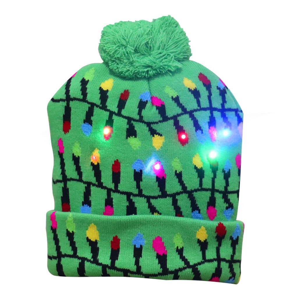 LED Light-up Christmas Hats Xmas Santa Hat Lights Flashing Cap ...