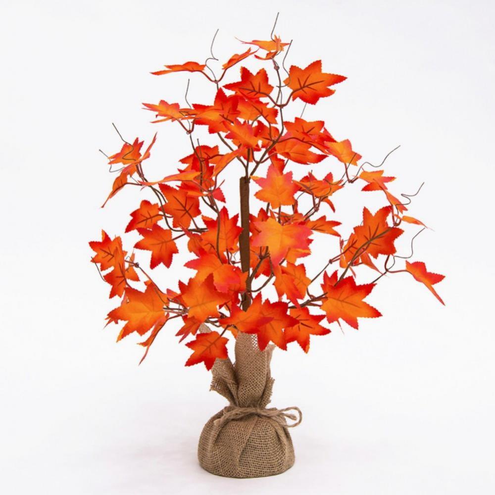 LED Lighted Artificial Tabletop Autumn Maple Tree | Red, Green, Gold ...
