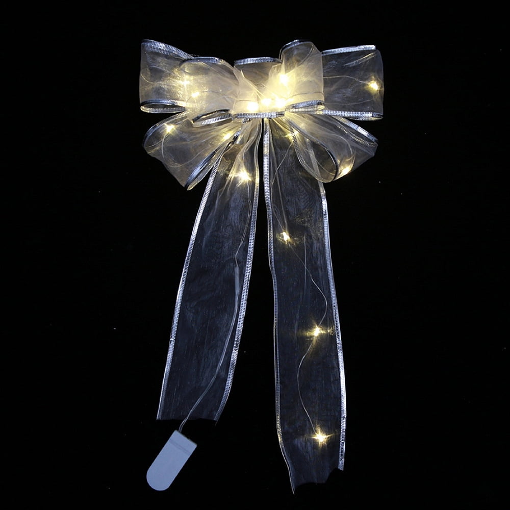 LED Lighted Bowknot Christmas Tree Topper Decorative Bows, Christmas ...