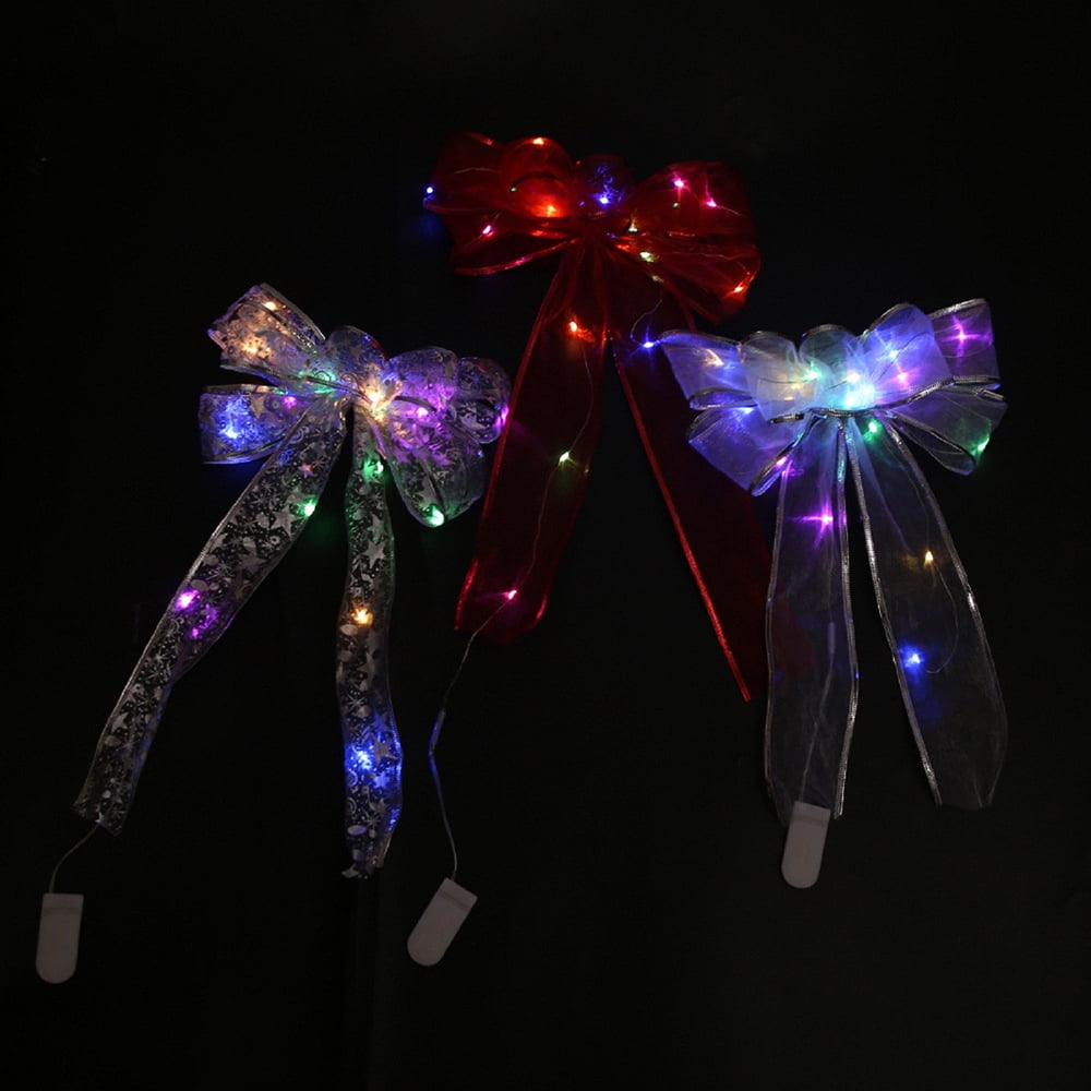 LED Lighted Bowknot Christmas Tree Topper Decorative Bows, Christmas ...
