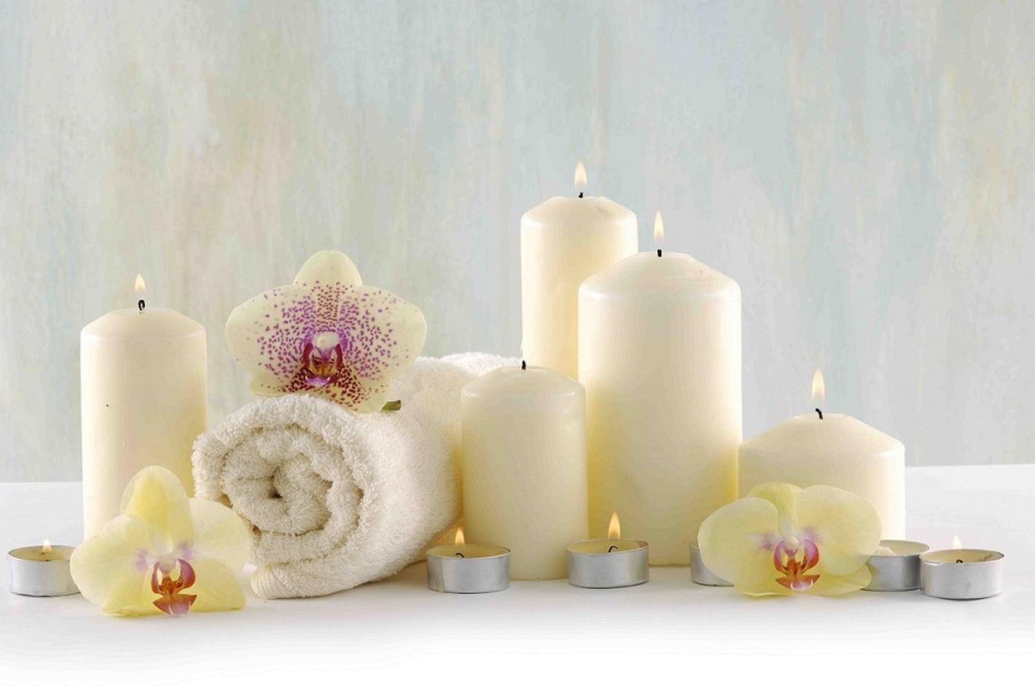 LED Lighted Candle Orchid Spa Inspired Canvas Wall Art 11.75" x 15.75 ...