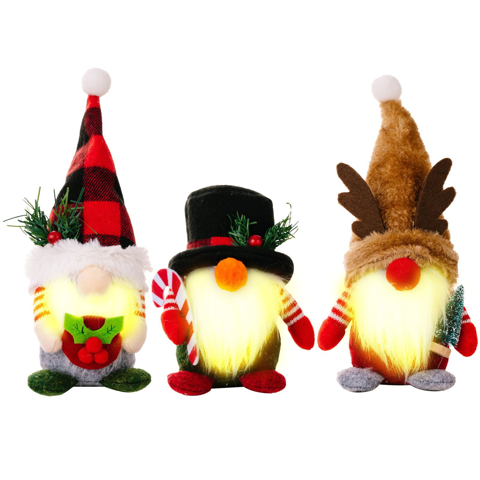 LED Lighted Christmas Gnome Santa, Light Up Elf Holiday Present ...