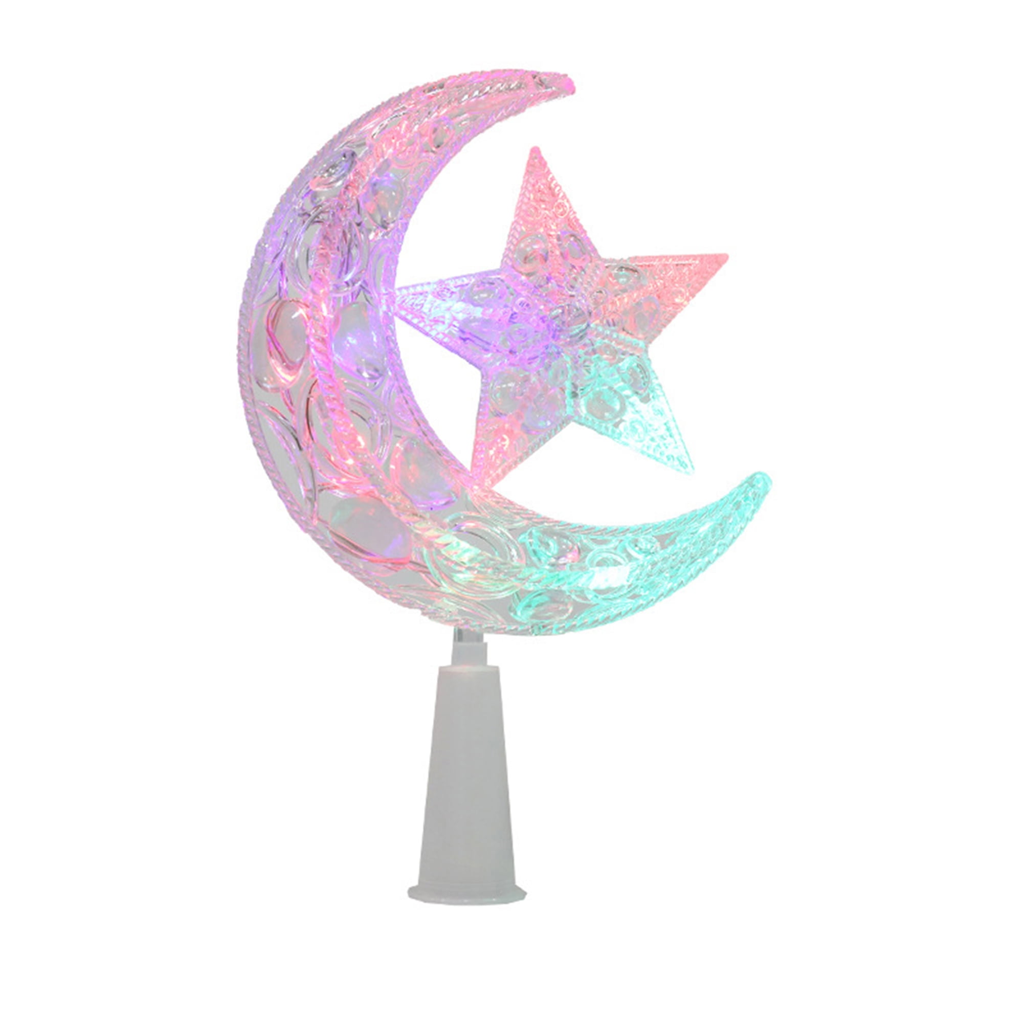 LED Lighted Christmas Tree Moon Star Topper Battery/USB Powered Xmas ...