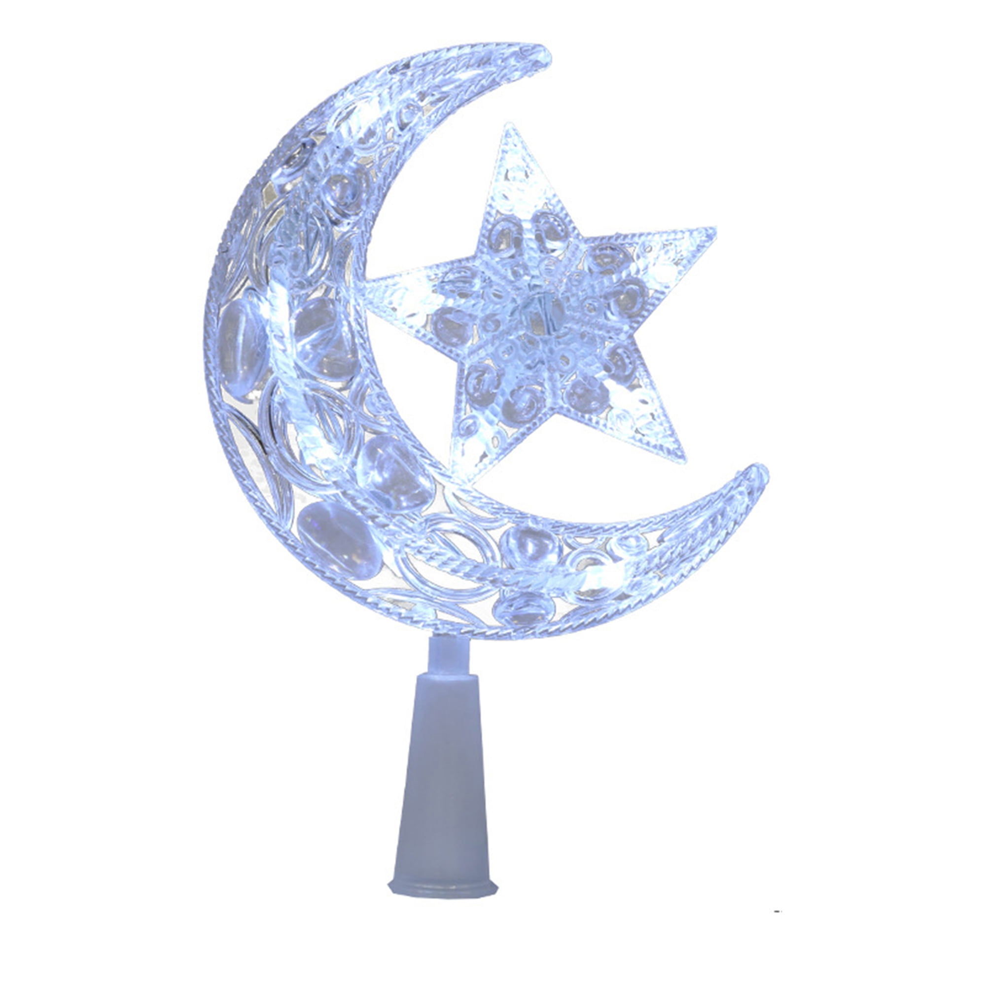 LED Lighted Christmas Tree Moon Star Topper Battery/USB Powered Xmas ...