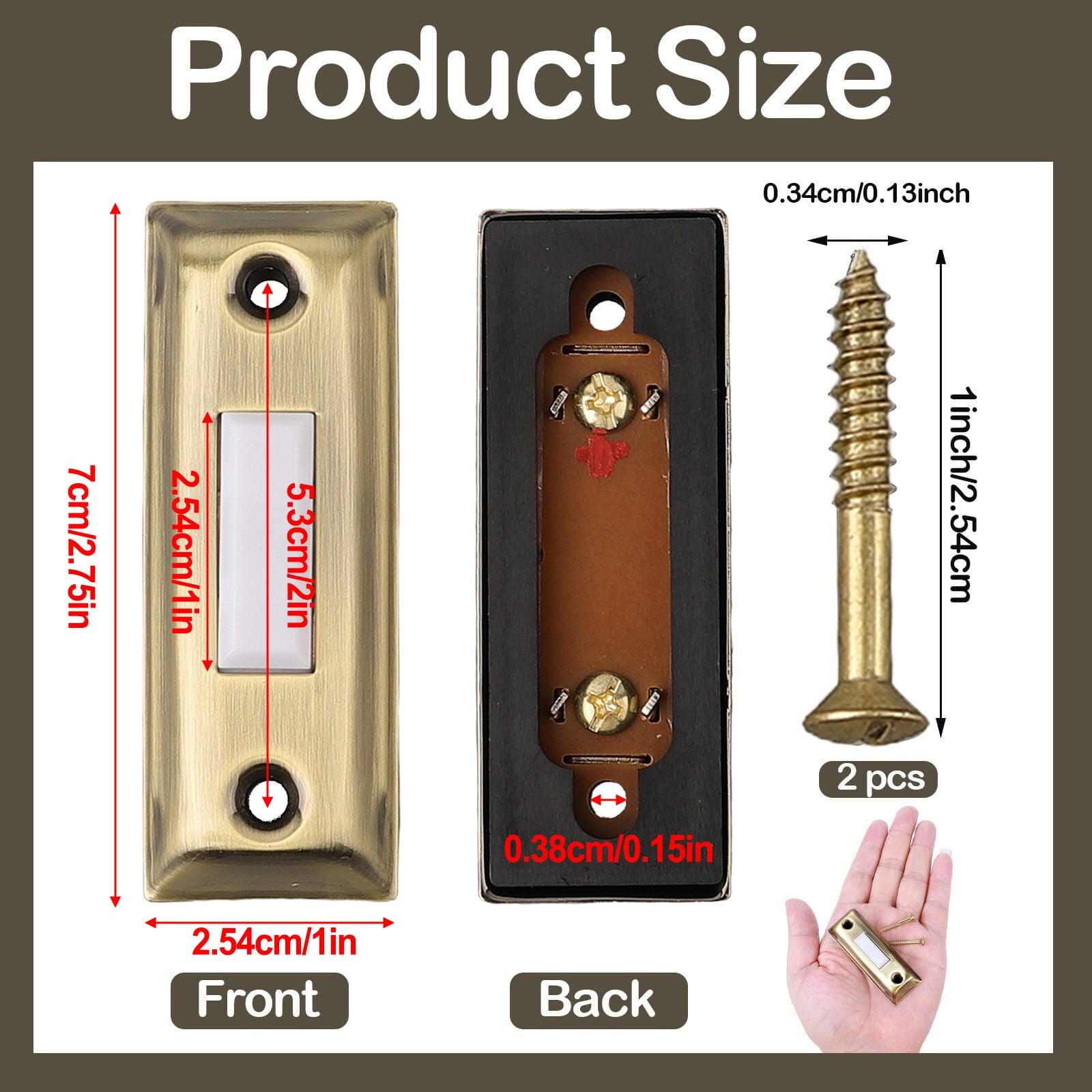 LED Lighted Door Chime Push Button Antique Brass Rectangular Lighted ...