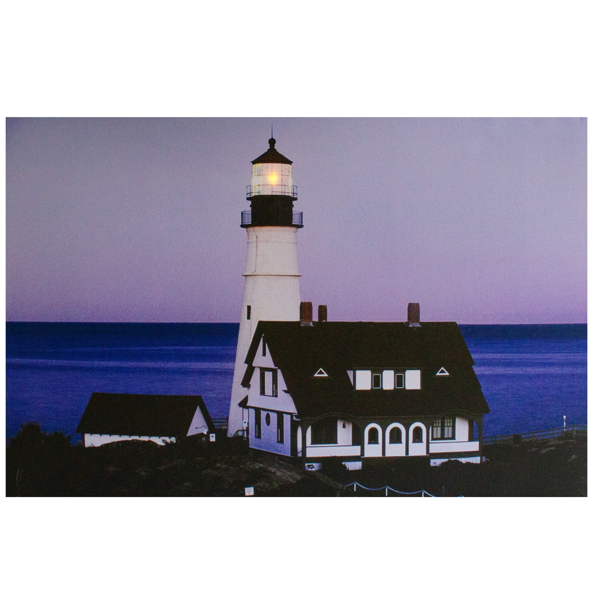 LED Lighted Dusk Lighthouse Canvas Wall Art - 15.75 x 23.75 - Ready-to ...