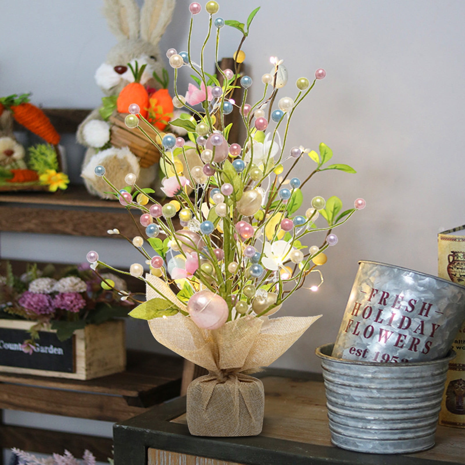 LED Lighted Easter Decorative Tree with Warm White Lights, Battery ...