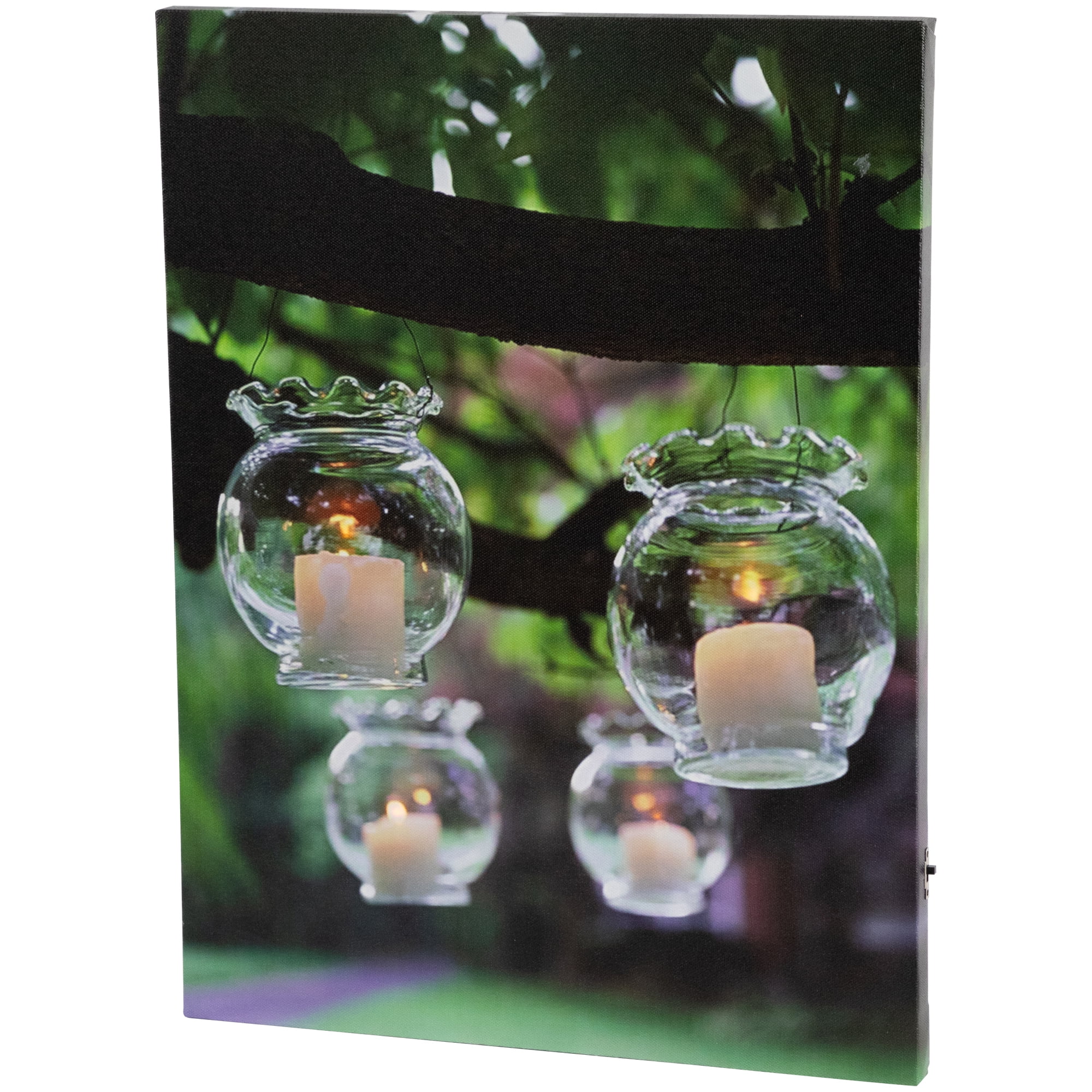 Northlight LED Lighted Hanging Garden Glass Flickering Candles Canvas ...