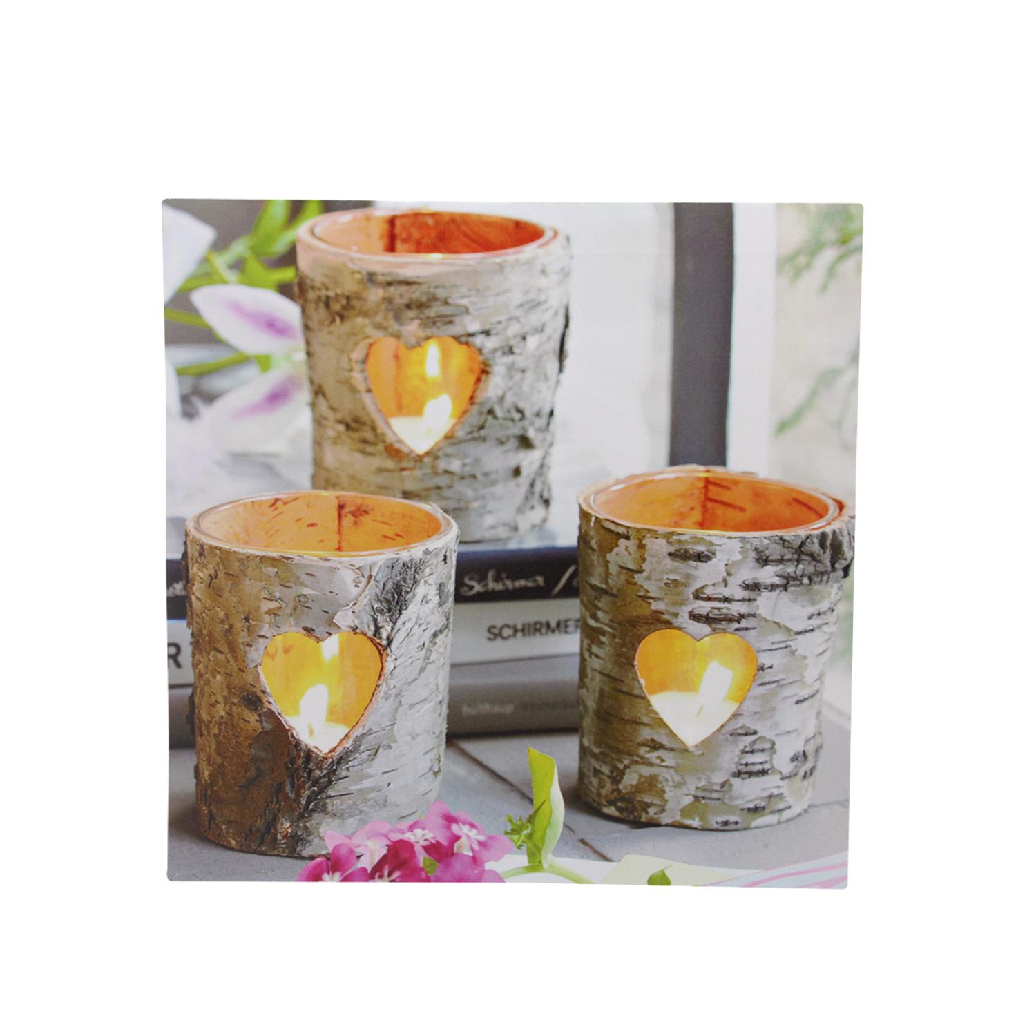 LED Lighted Flickering Rustic Woodland Birch Candles Canvas Wall Art 11 ...