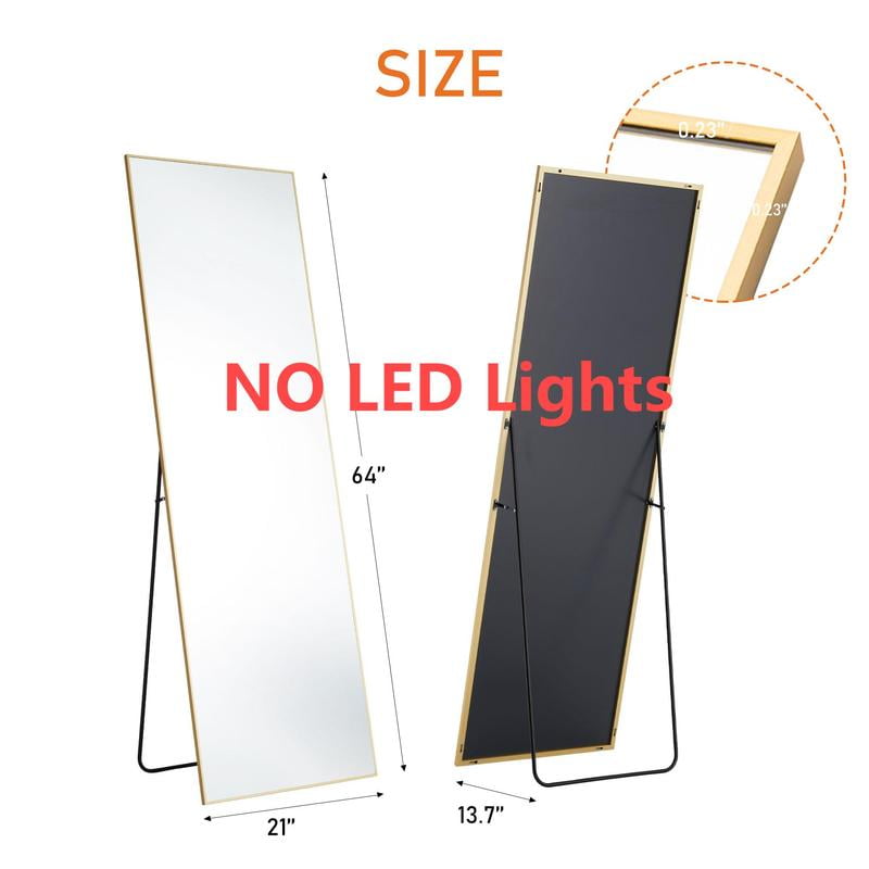 LED Lighted Full Length Mirror 64"x21" Standable Floor Mirror Black ...
