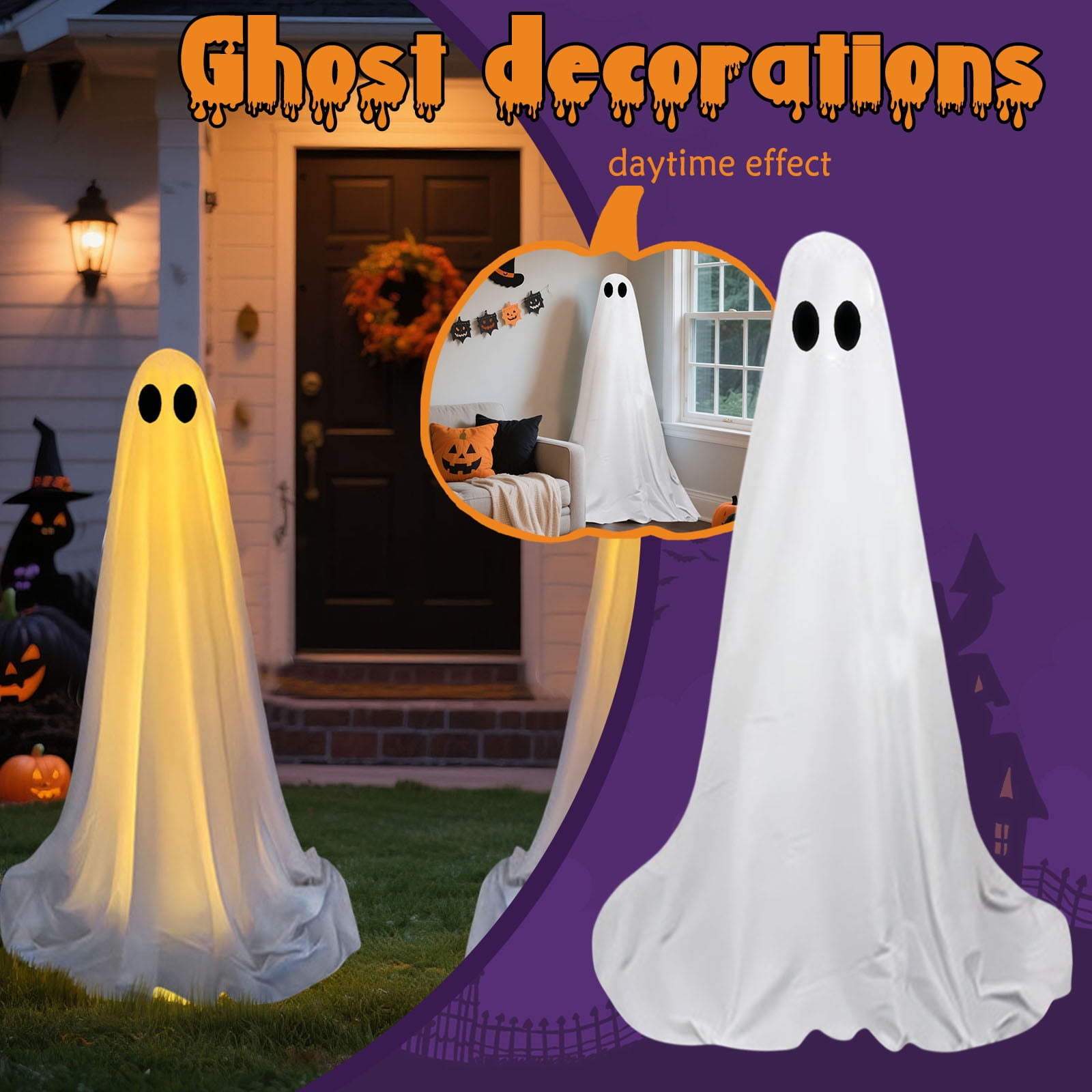 LED Lighted Halloween Ghost Decorations - 59.5 Inch Tall Realistic ...