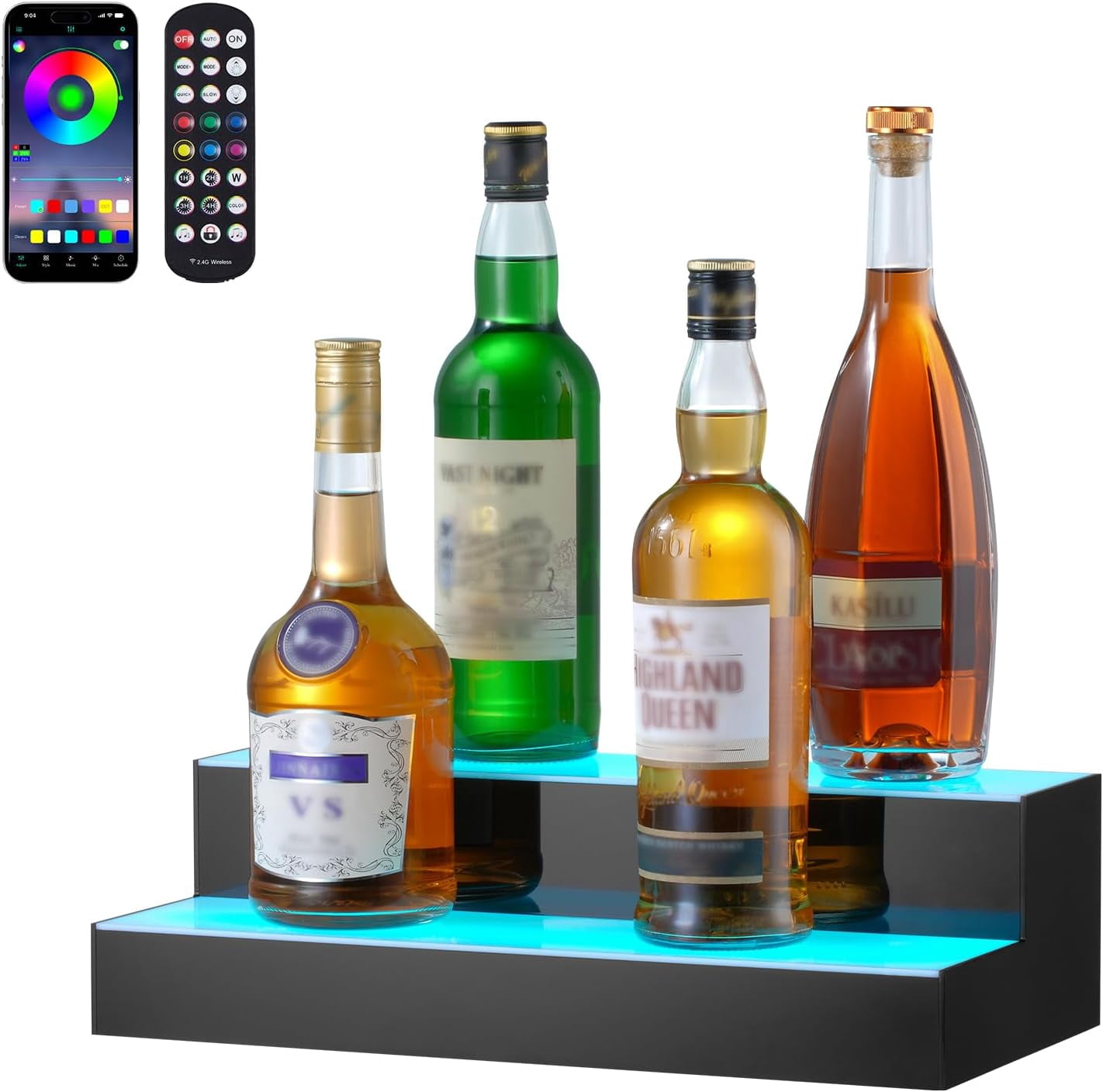 LED Lighted Liquor Bottle Display, 2 Tiers 16 Inch Commercial ...