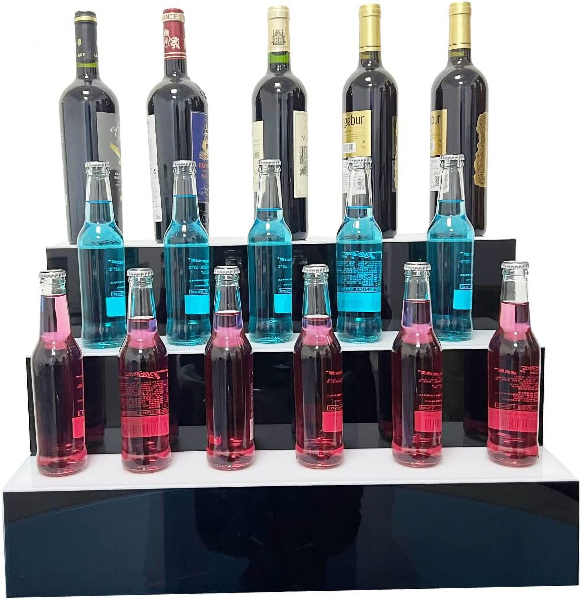LED Lighted Liquor Bottle Display 24 Inch 3 Step Corner LED Display ...