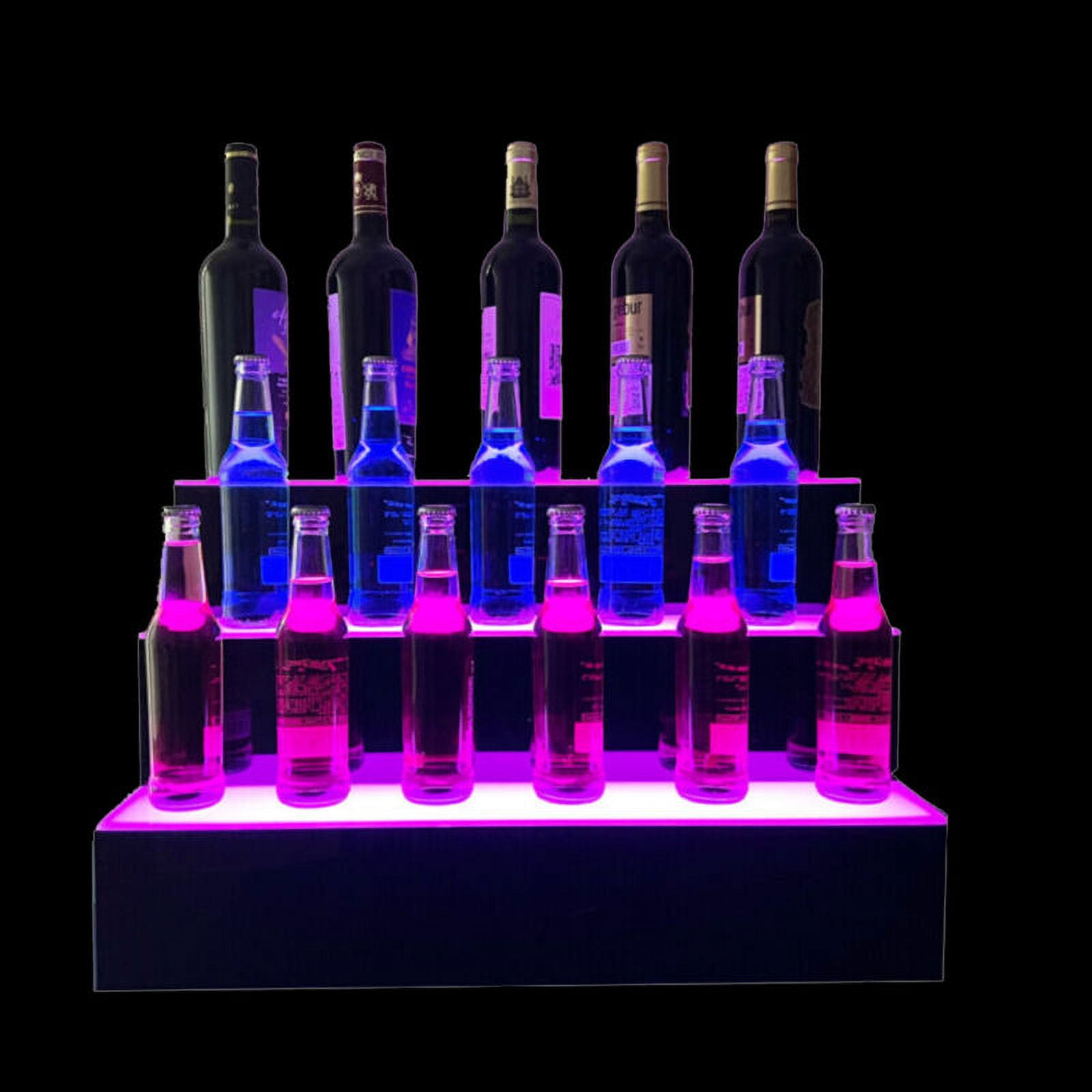 LED Lighted Liquor Bottle Display Bar Shelf RF Control 24" 3-Step 7 ...