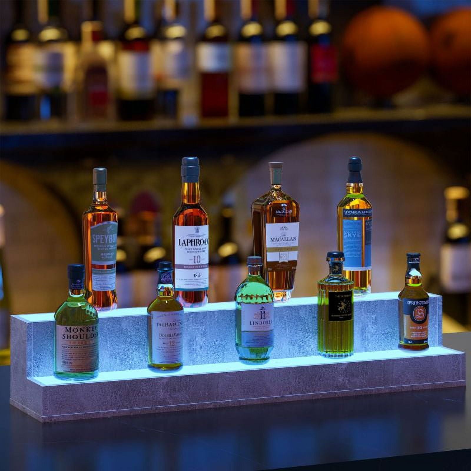 LED Lighted Liquor Bottle Display Shelf, 20 Inch Bar Display Shelf, DIY ...