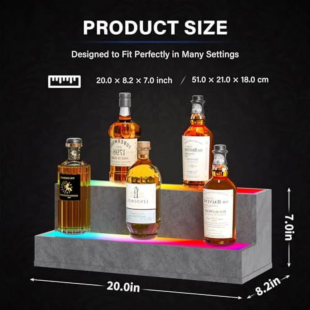 LED Lighted Liquor Bottle Display Shelf, 24 Inch Bar Display Shelf with ...