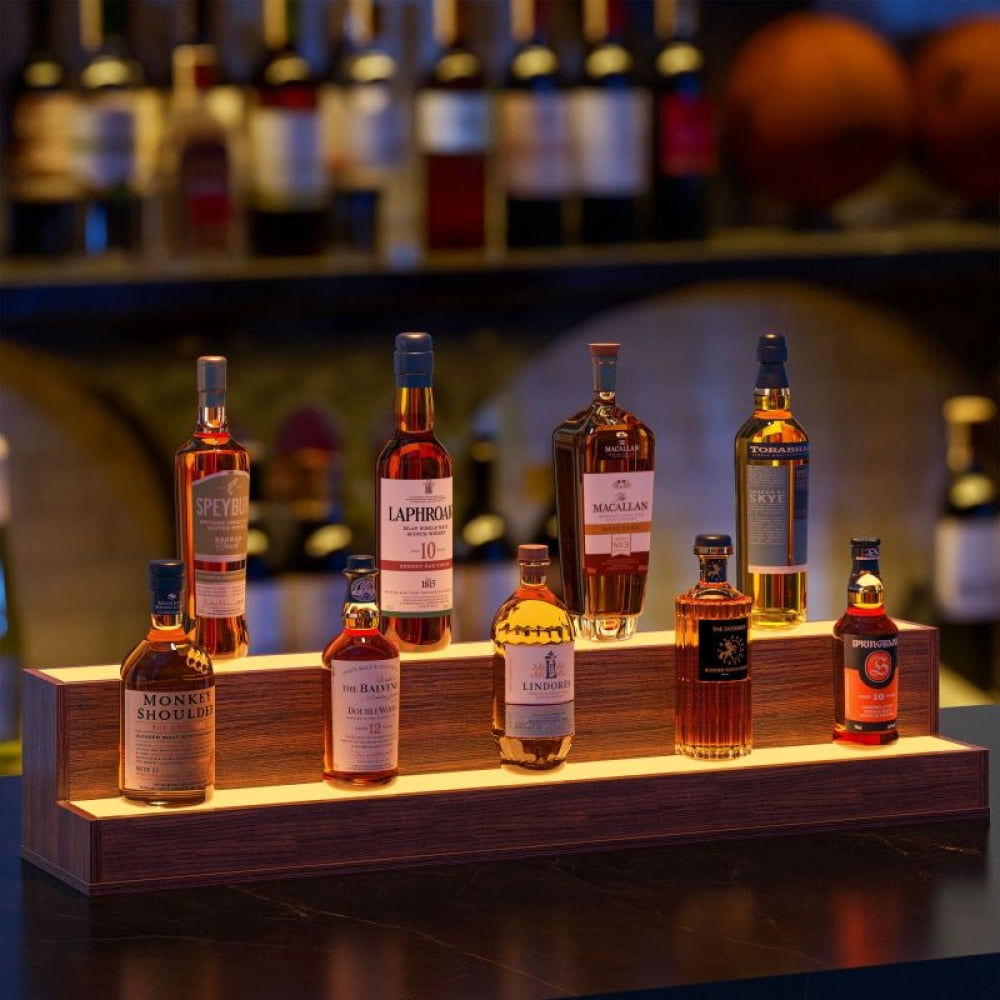 LED Lighted Liquor Bottle Display Shelf, 37 Inch Bar Display Shelf, DIY ...