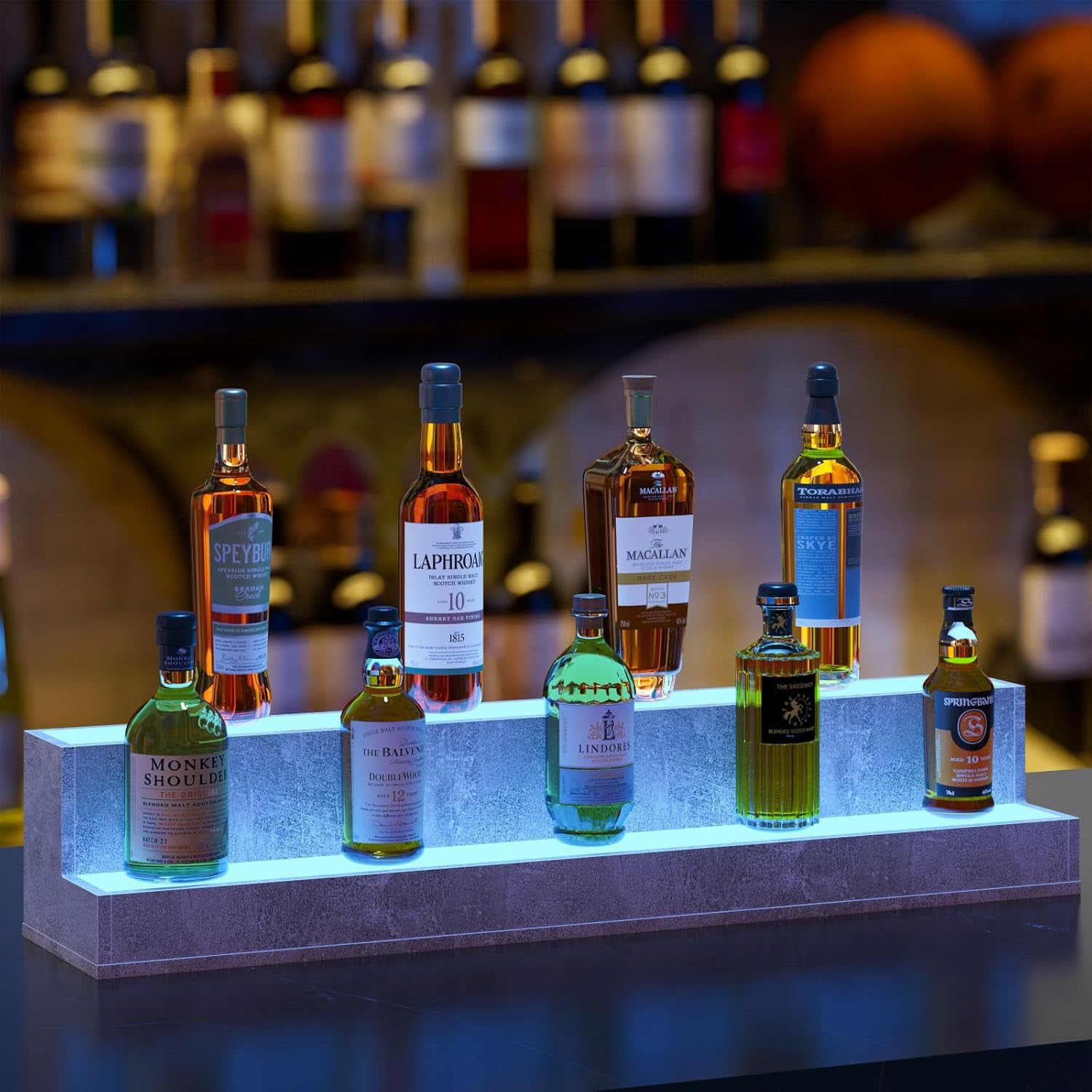 LED Lighted Liquor Bottle Display Shelf, 38 Inch Bar Display Shelf, DIY ...