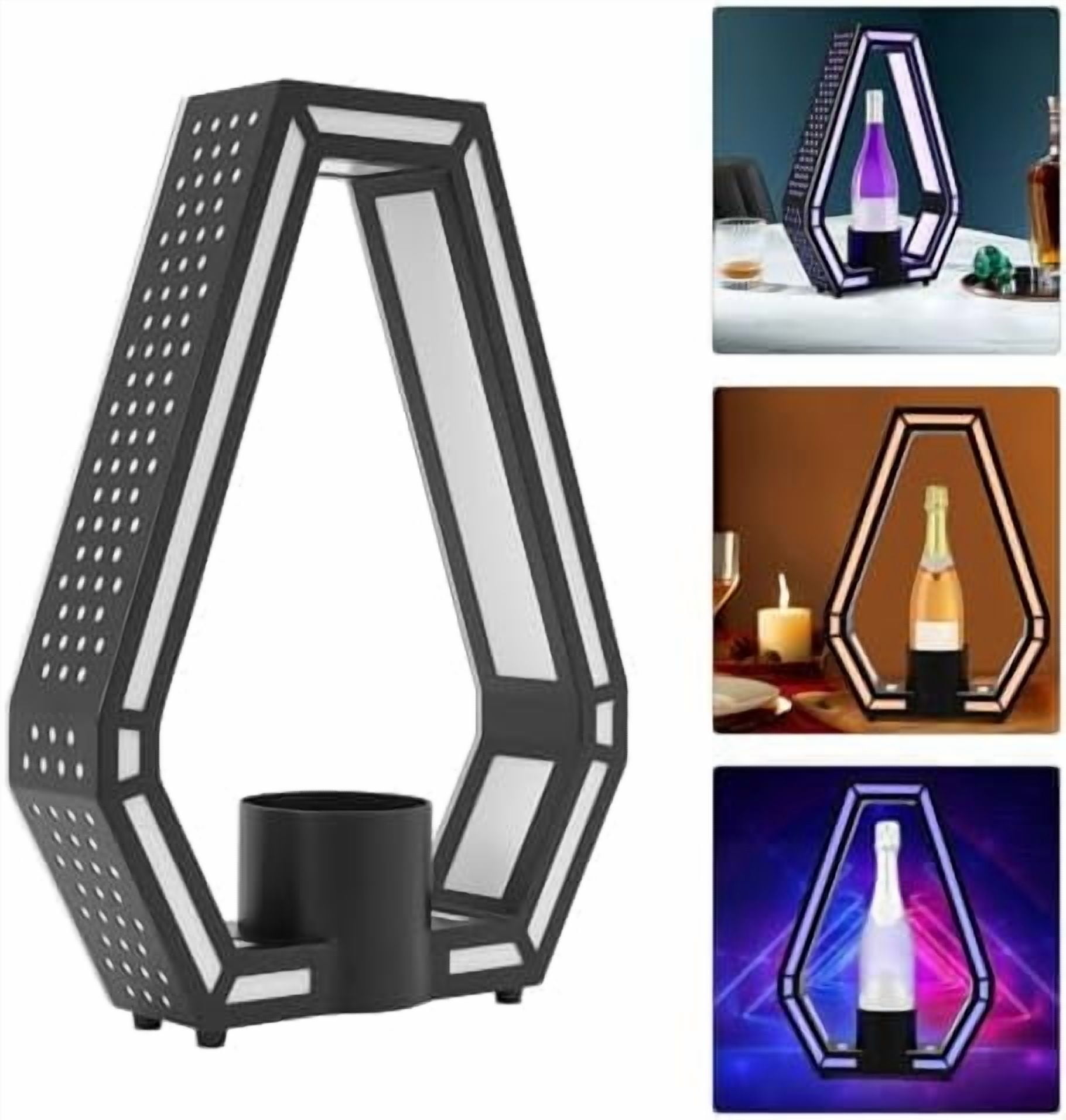LED Lighted Liquor Bottle Display Shelf Rhombus Bottle Display Stand ...
