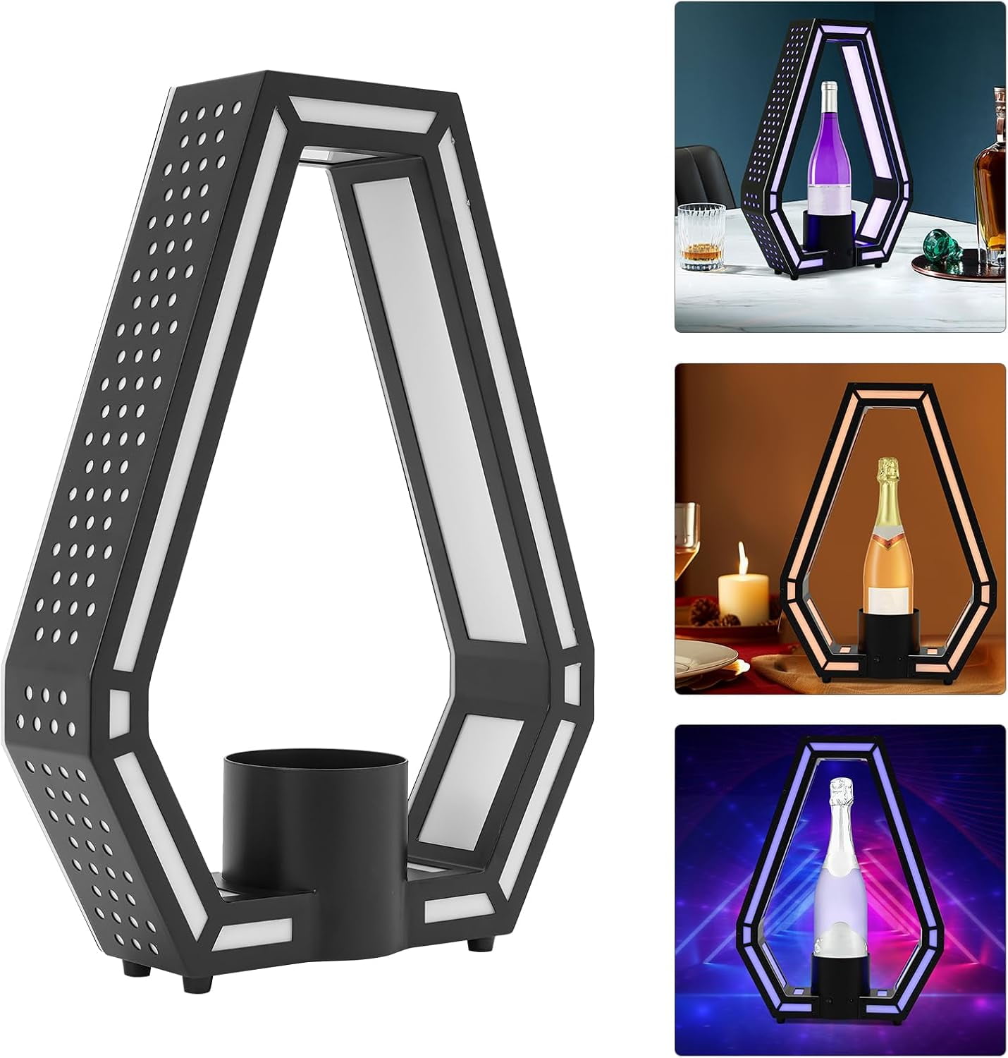 LED Lighted Liquor Bottle Display Shelf Rhombus Bottle Display Stand ...