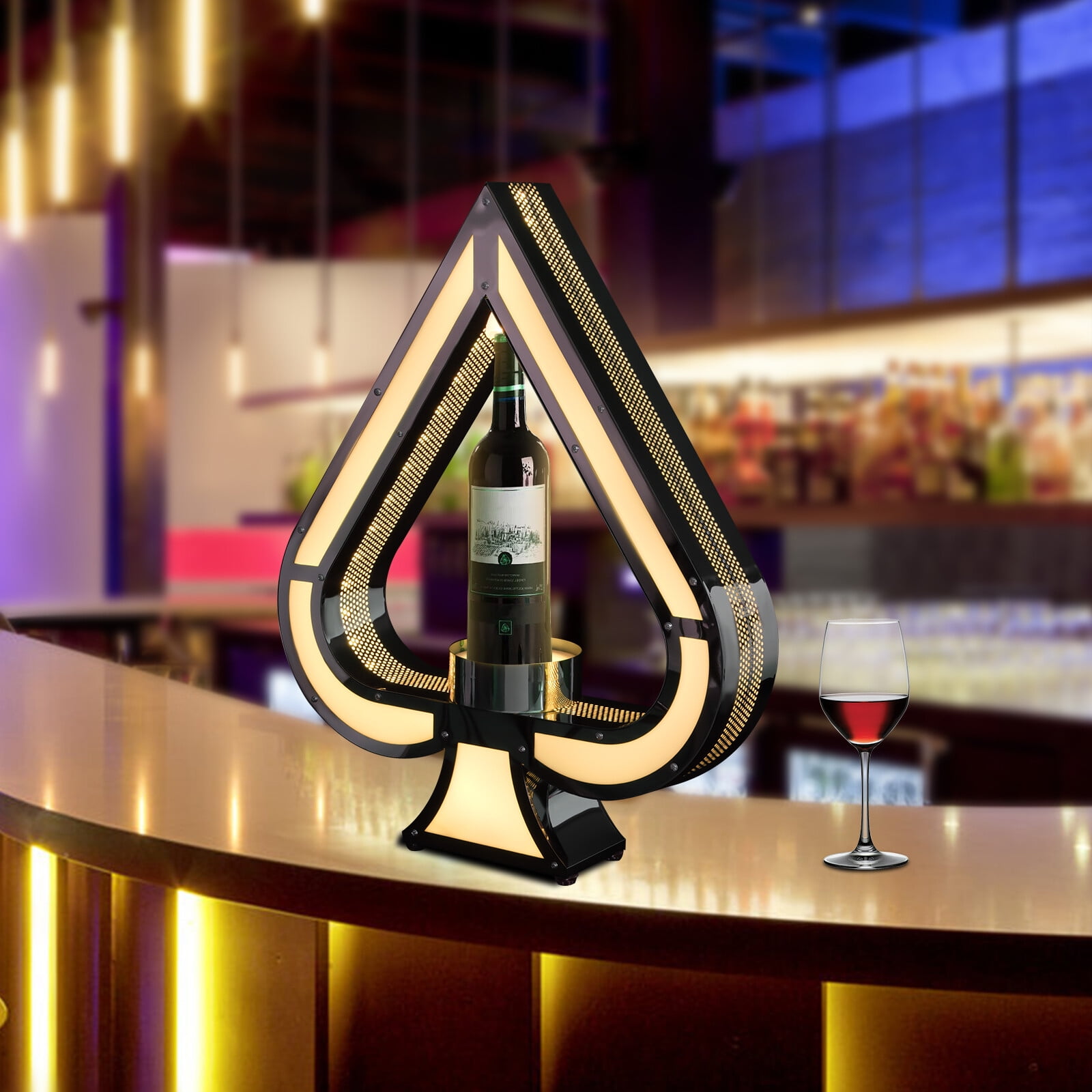 LED Lighted Liquor Bottle Display Stand Ace Of Spades Bottle Presenter ...