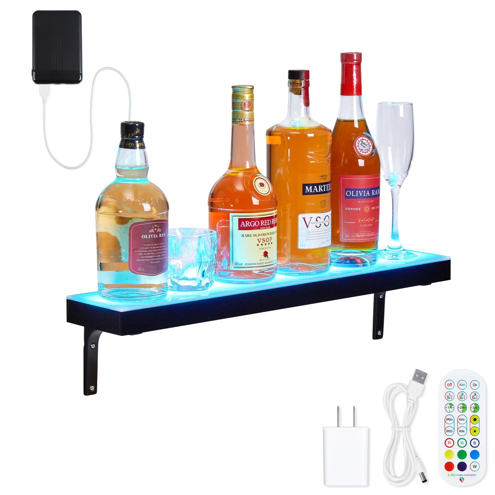 LED Lighted Liquor Bottle Display, Supports USB,Illuminated Home Bar ...