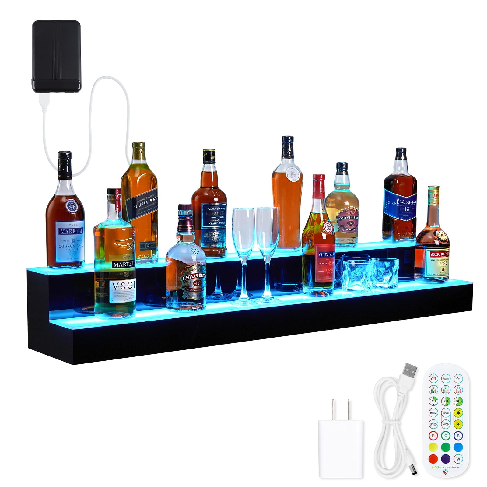 LED Lighted Liquor Bottle Display, Supports USB,Illuminated Home Bar ...