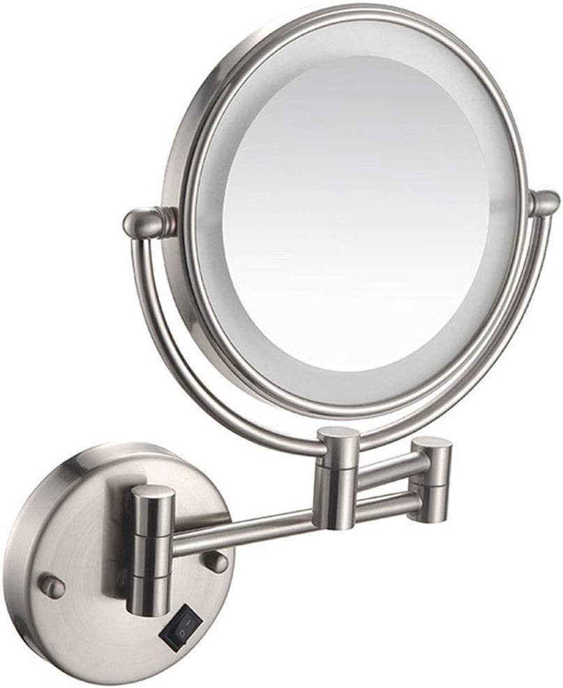 LED Lighted Makeup Mirror Wall Mount 5X Magnifying Cosmetic Mirror 360 ...