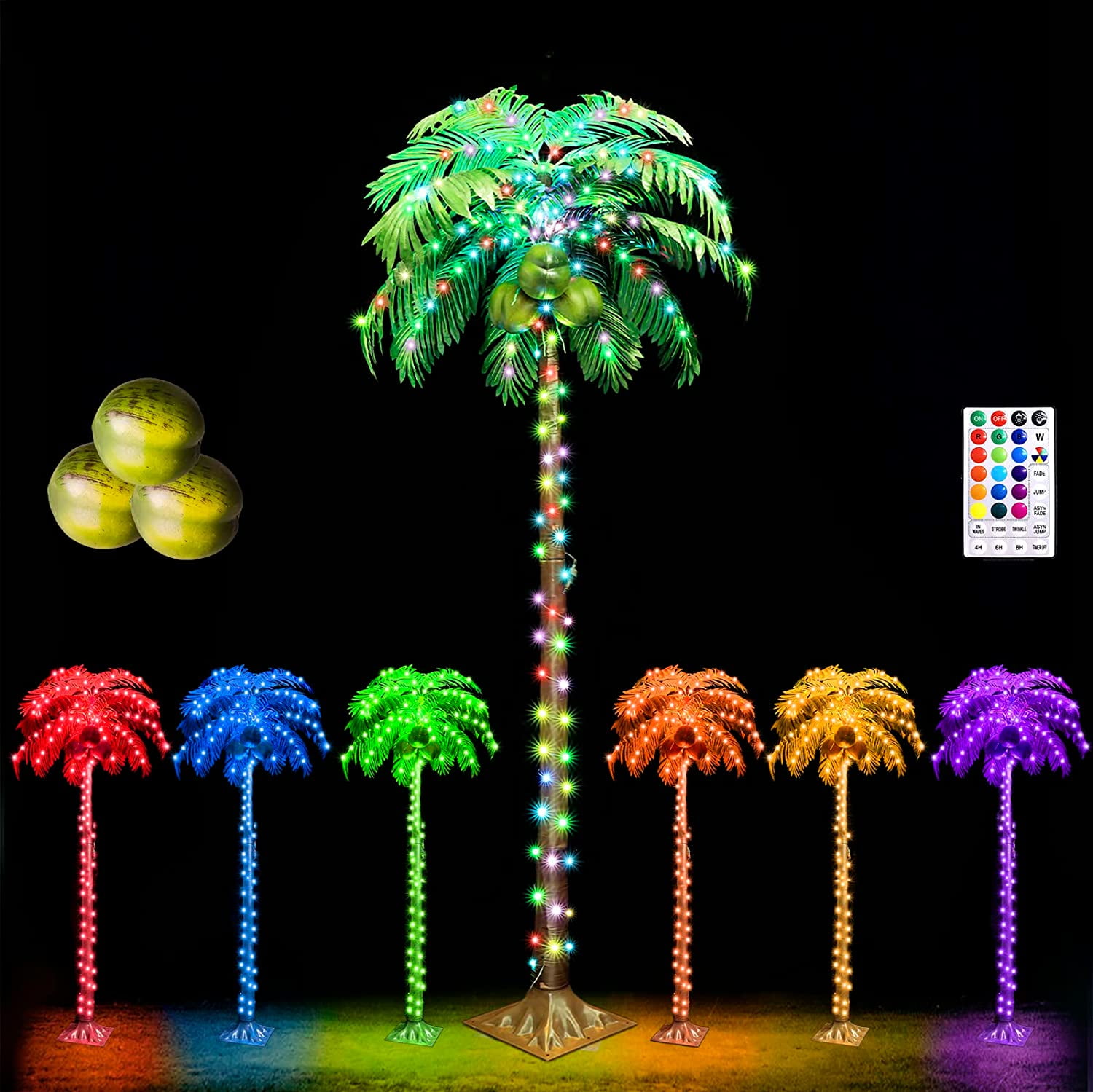 LED Lighted Palm Tree Outdoor Christmas Tree Color Changing Artificial ...
