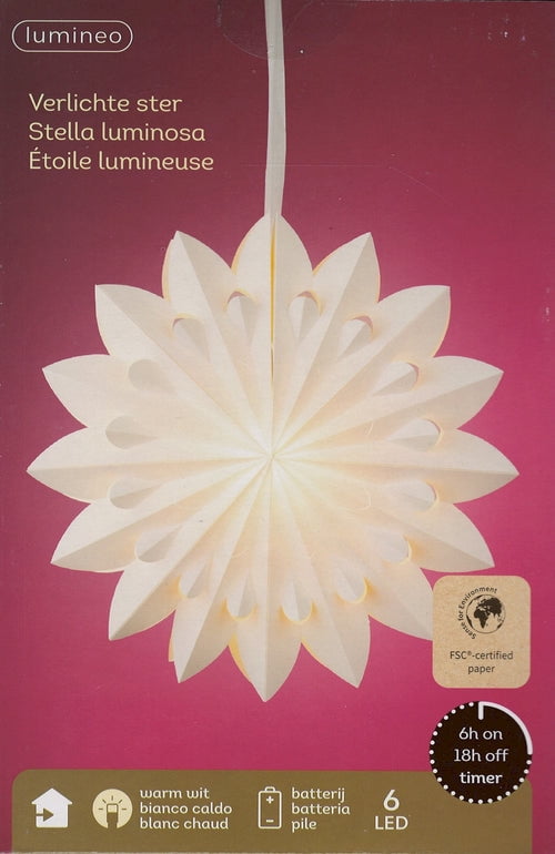 LED Lighted Paper 16 Point Star - 16 Inch - Off White - Walmart.com