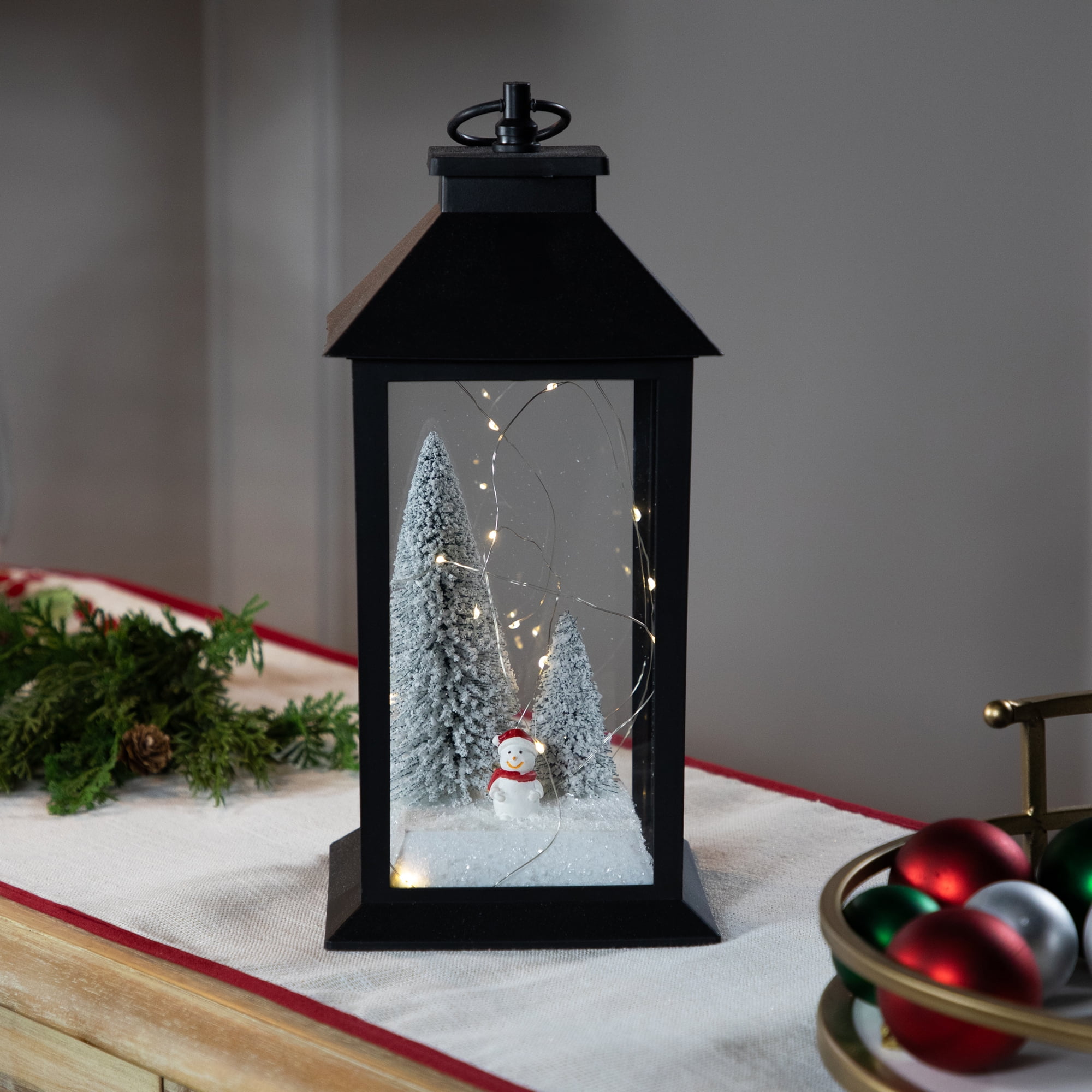 LED Lighted Snowman Winter Scene Christmas Lantern - 11" - Walmart.com