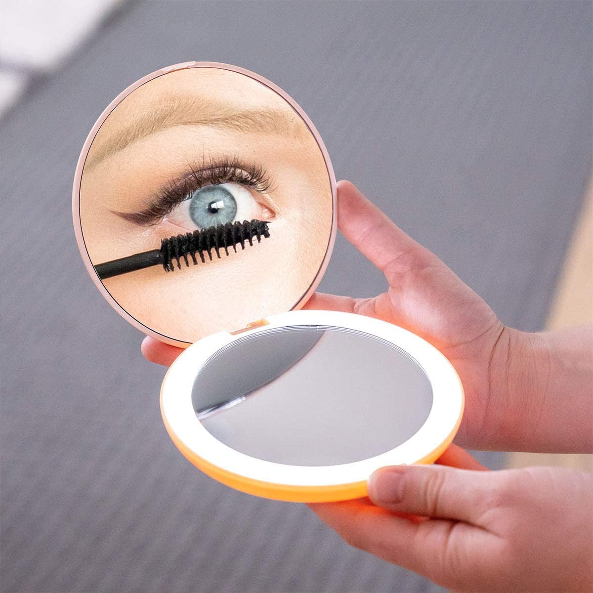 LED Lighted Travel Makeup Mirror, 1x/10x Magnification - Daylight LED ...