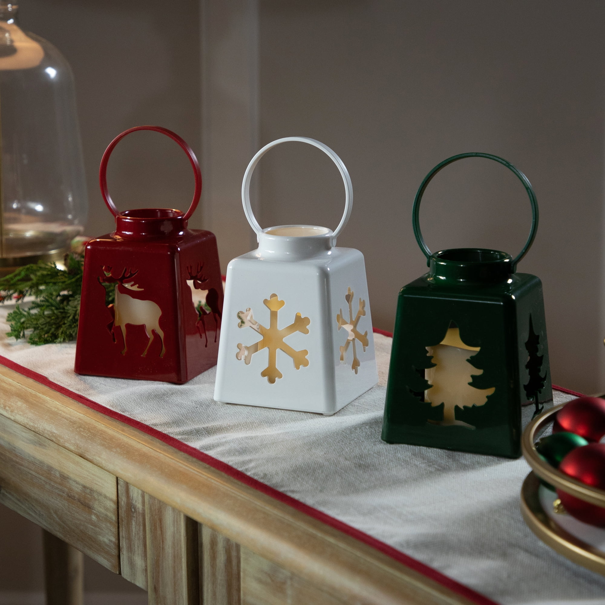 Northlight LED Lighted Tree, Snowflake and Reindeer Christmas Candle ...