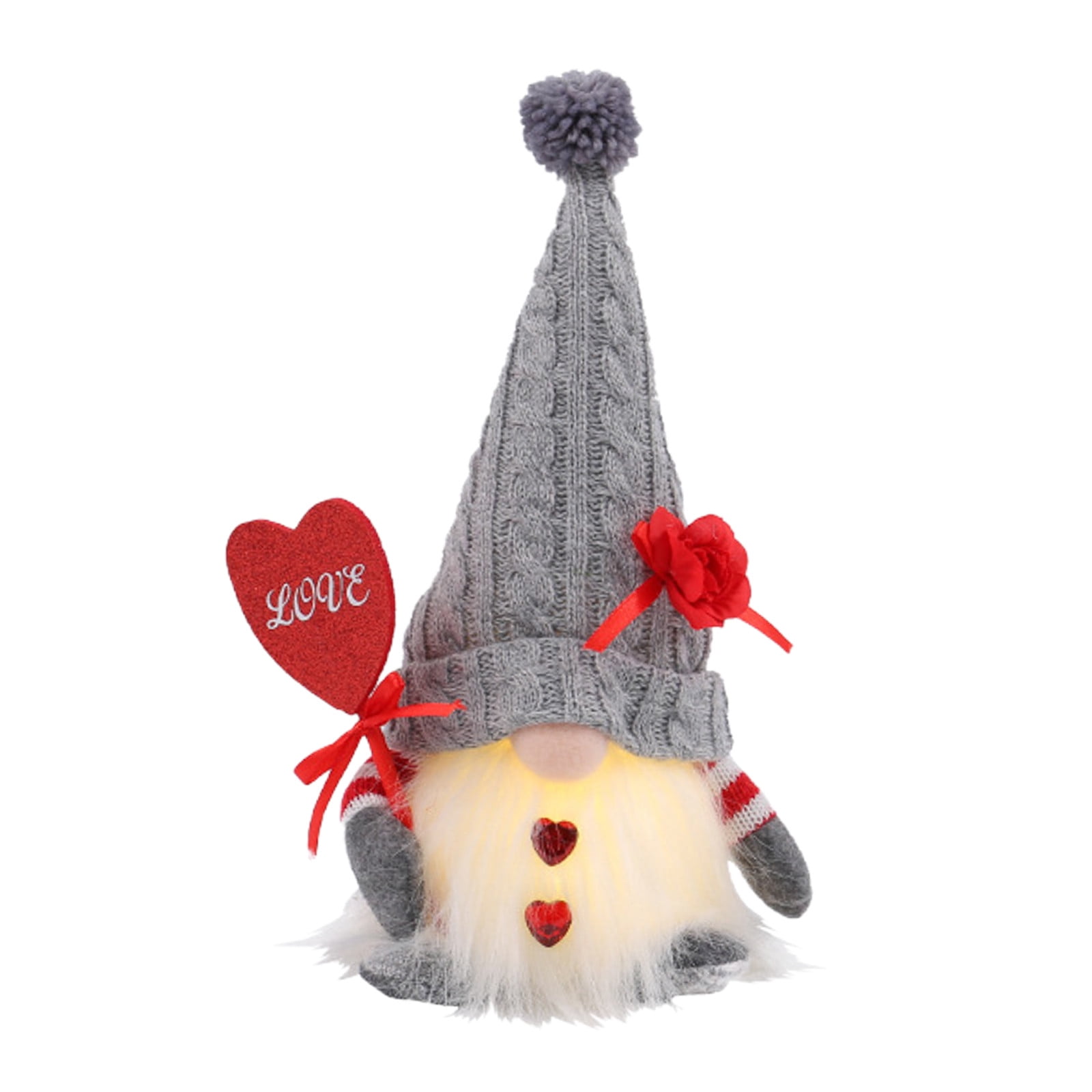 LED Lighted Valentine Figurine - 11." Handmade Scandinavian Plush Doll ...