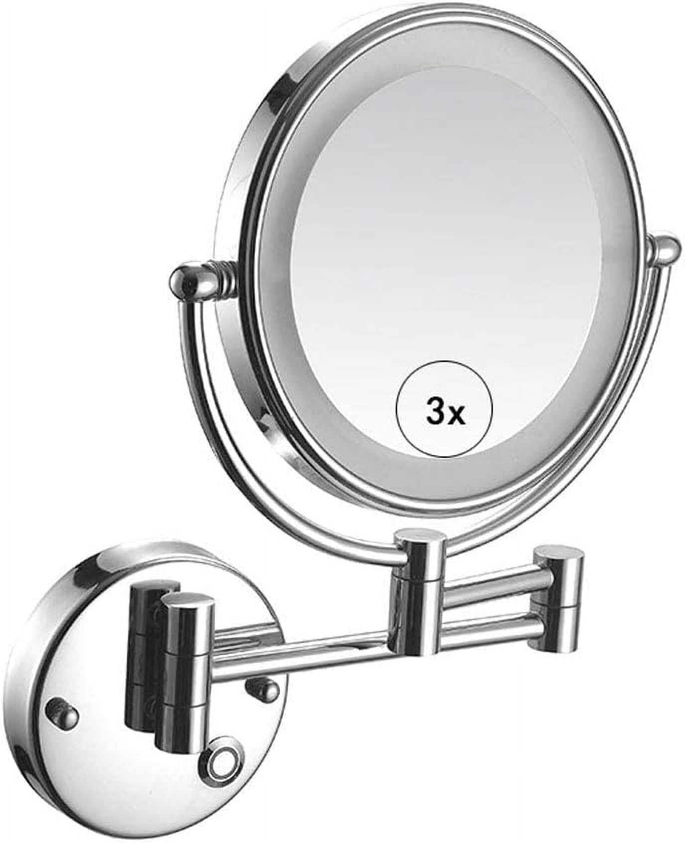 LED Lighted Wall Mount Makeup Mirror 10X Magnification Double Sided ...