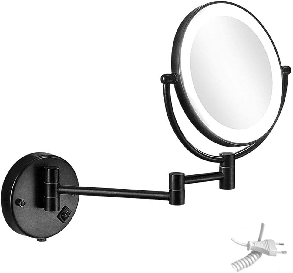 LED Lighted Wall Mount Makeup Mirror 3X Magnification Double Sided, 360 ...