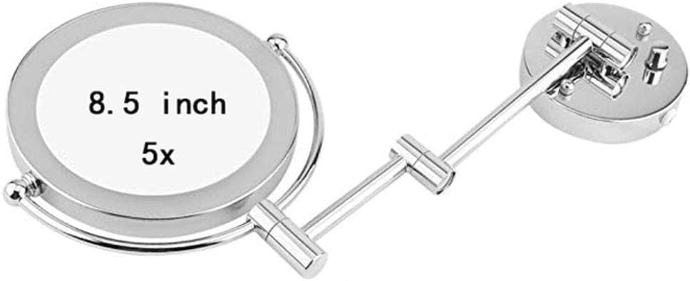 LED Lighted Wall Mount Makeup Mirror 5X Magnification Double Sided, 360 ...