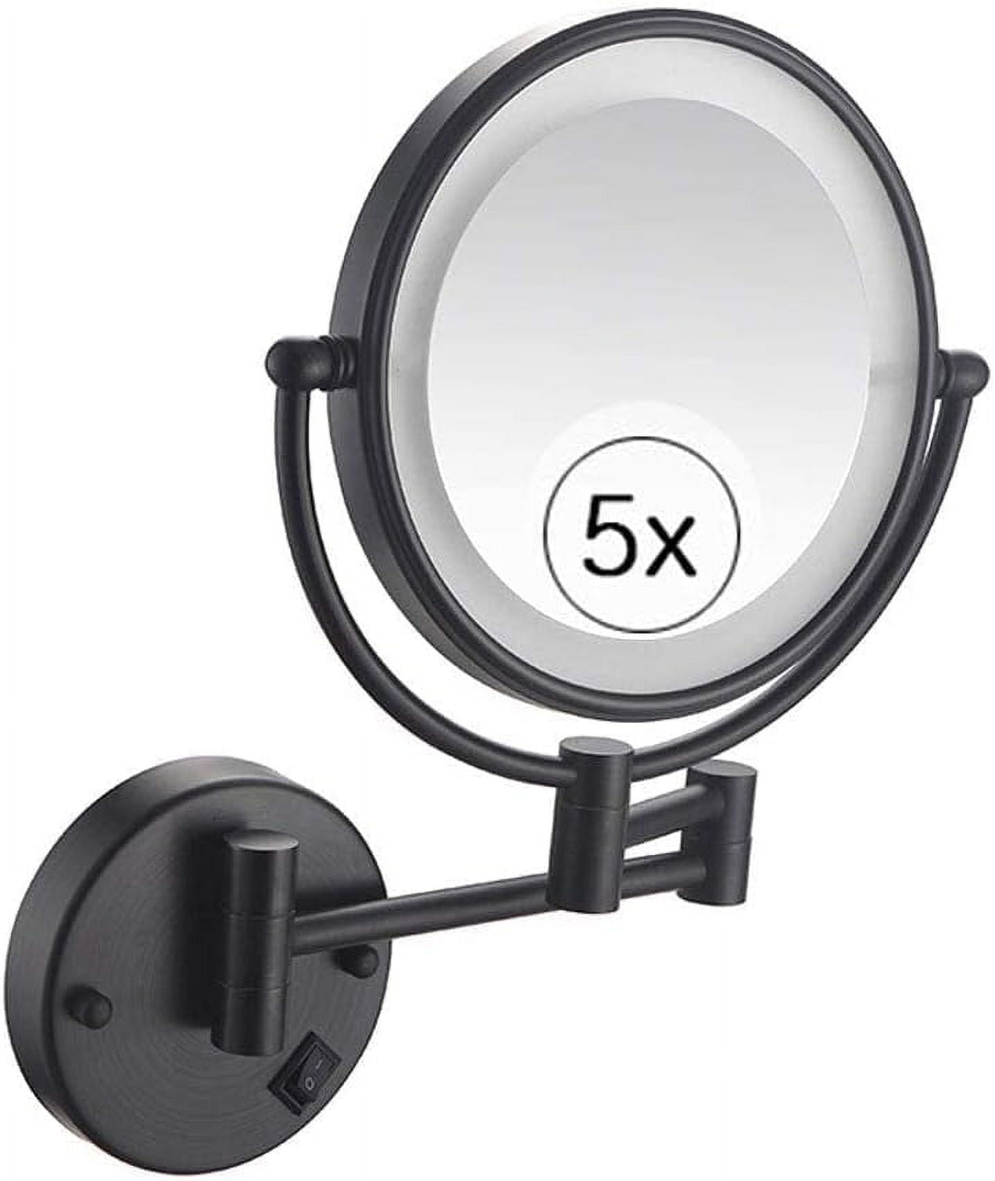 LED Lighted Wall Mount Makeup Mirror Double Sided with 5X Magnification ...