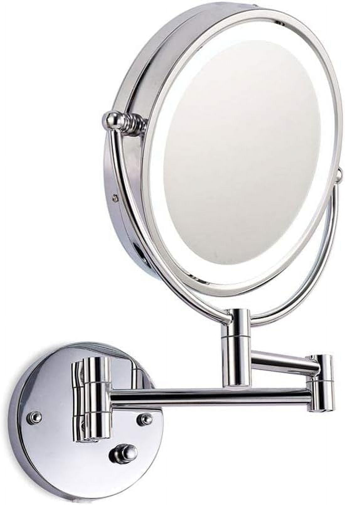 LED Lighted Wall Mount Makeup Mirror Two-Sided, 8.5-Inch Extension Wall ...