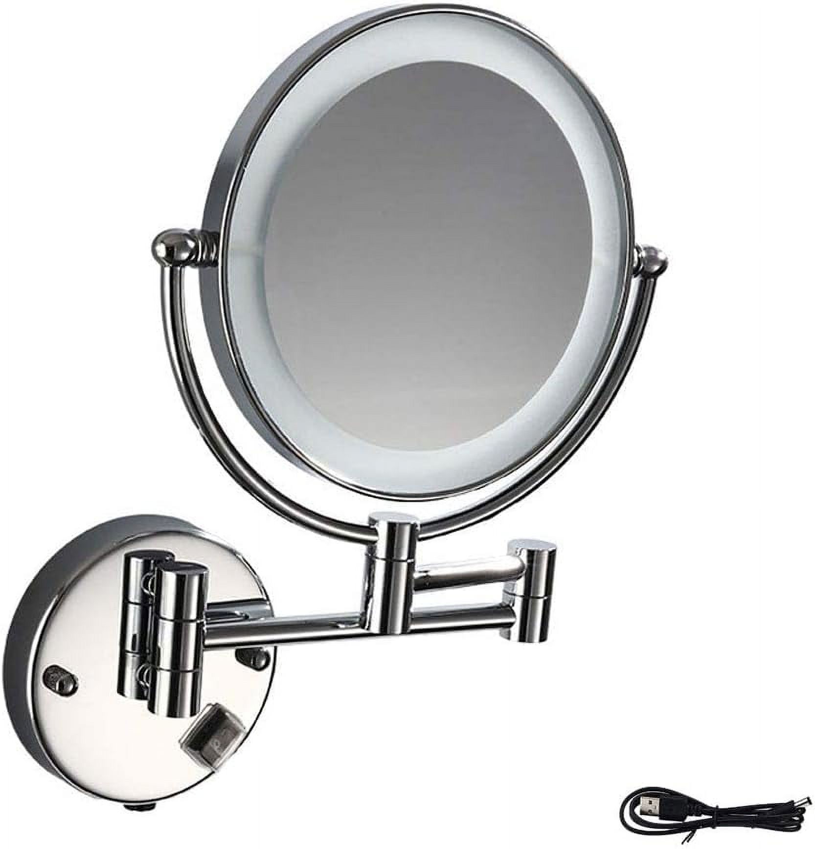 LED Lighted Wall Mount Makeup Mirror Two-Sided, 8-Inch Extension Wall ...