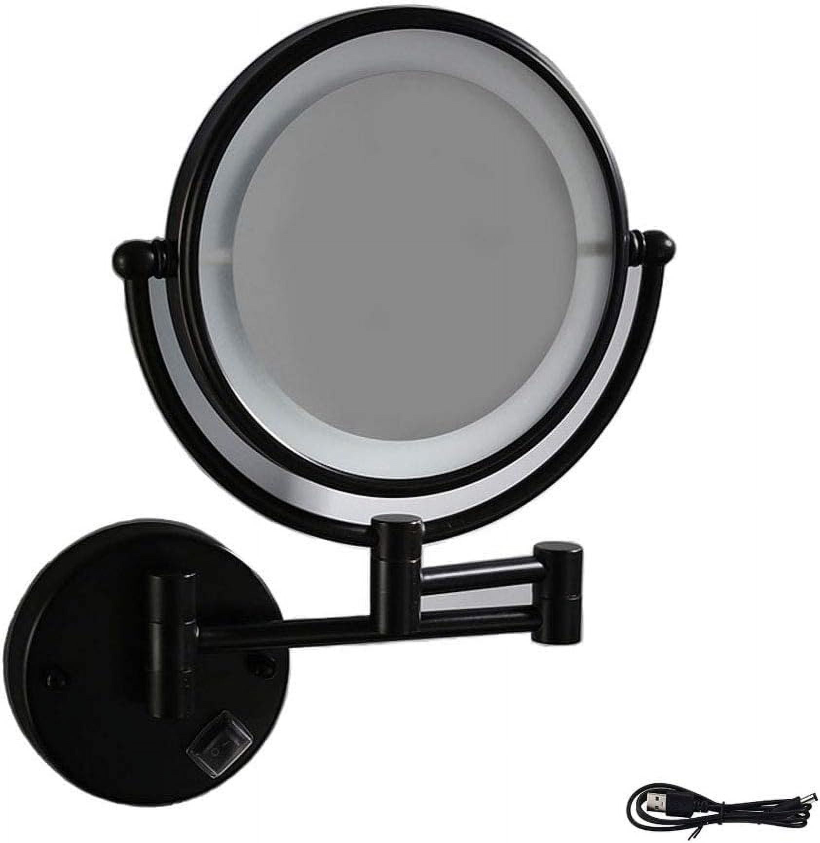 LED Lighted Wall Mount Makeup Mirror Two-Sided, 8-Inch Extension Wall ...