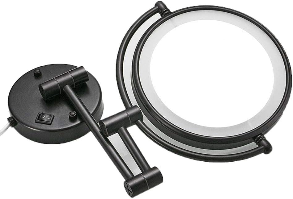 LED Lighted Wall Mount Makeup Mirror Two-Sided Extension Wall Mount ...