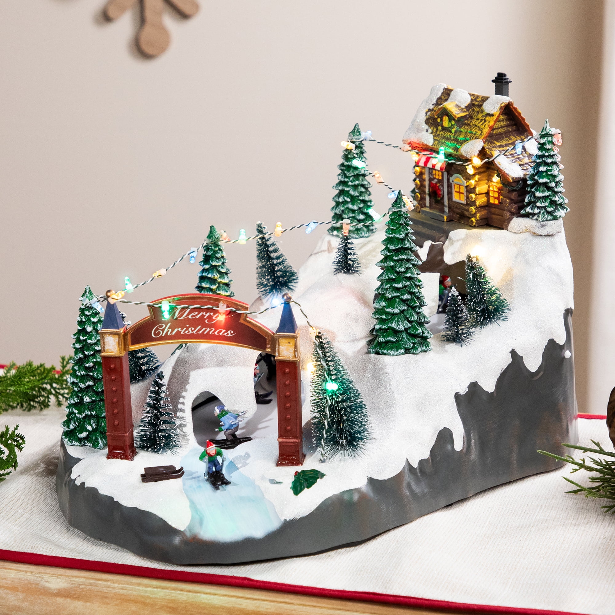 Northlight LED Lighted Winter Skiing Scene Animated Christmas Village ...