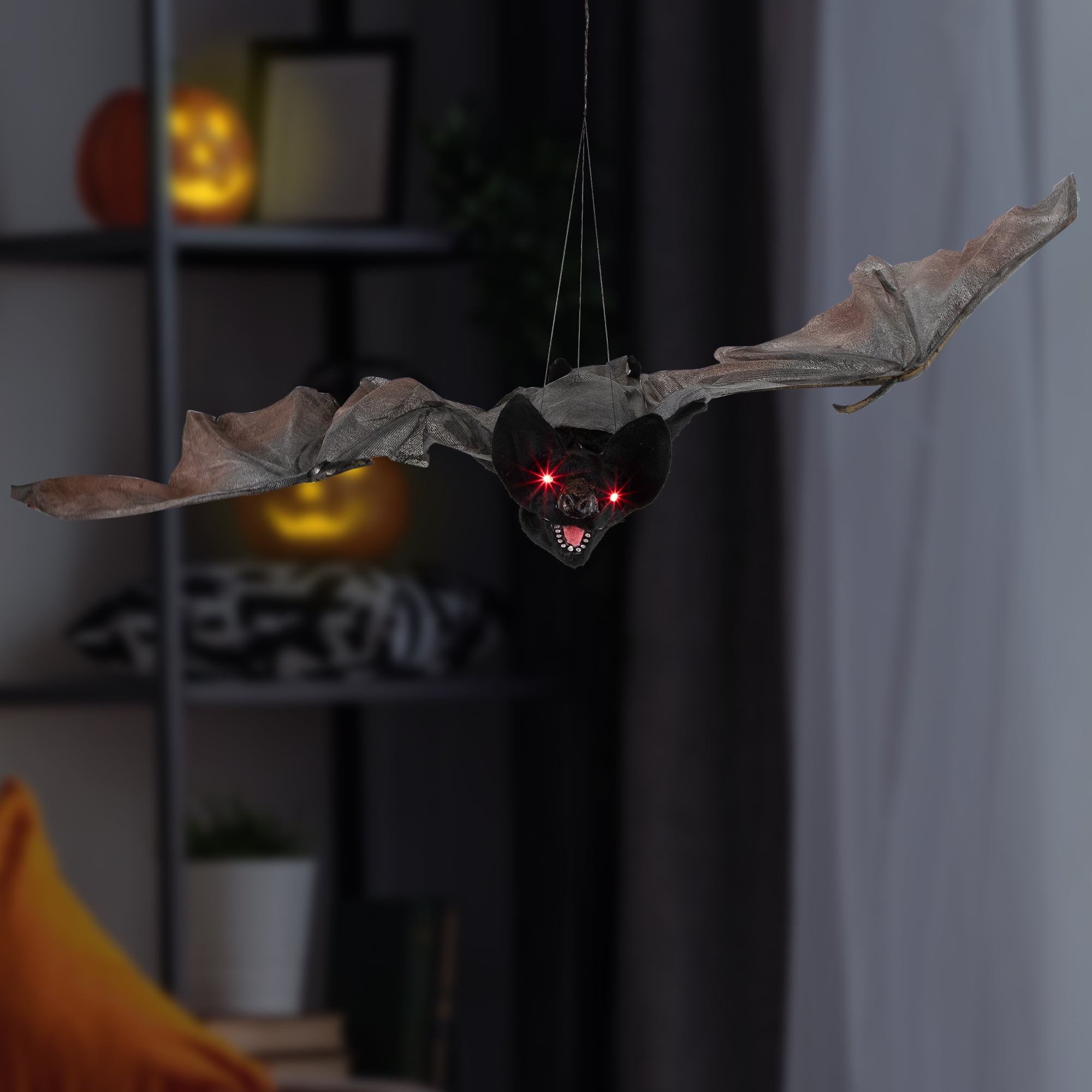 Northlight LED Lighted Animated Halloween Bat with Moving Wings and Red ...