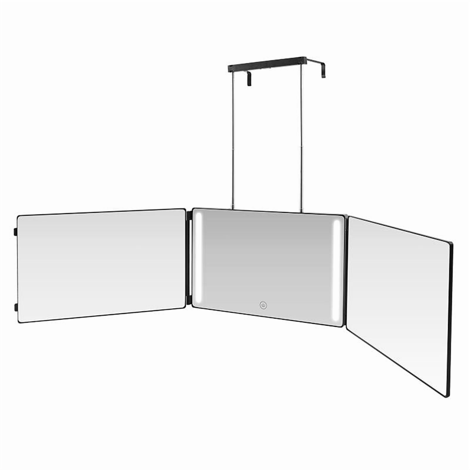 with LED Lights 3 Way Mirror for Self Hair Cutting,360 Haircuts Mirror ...