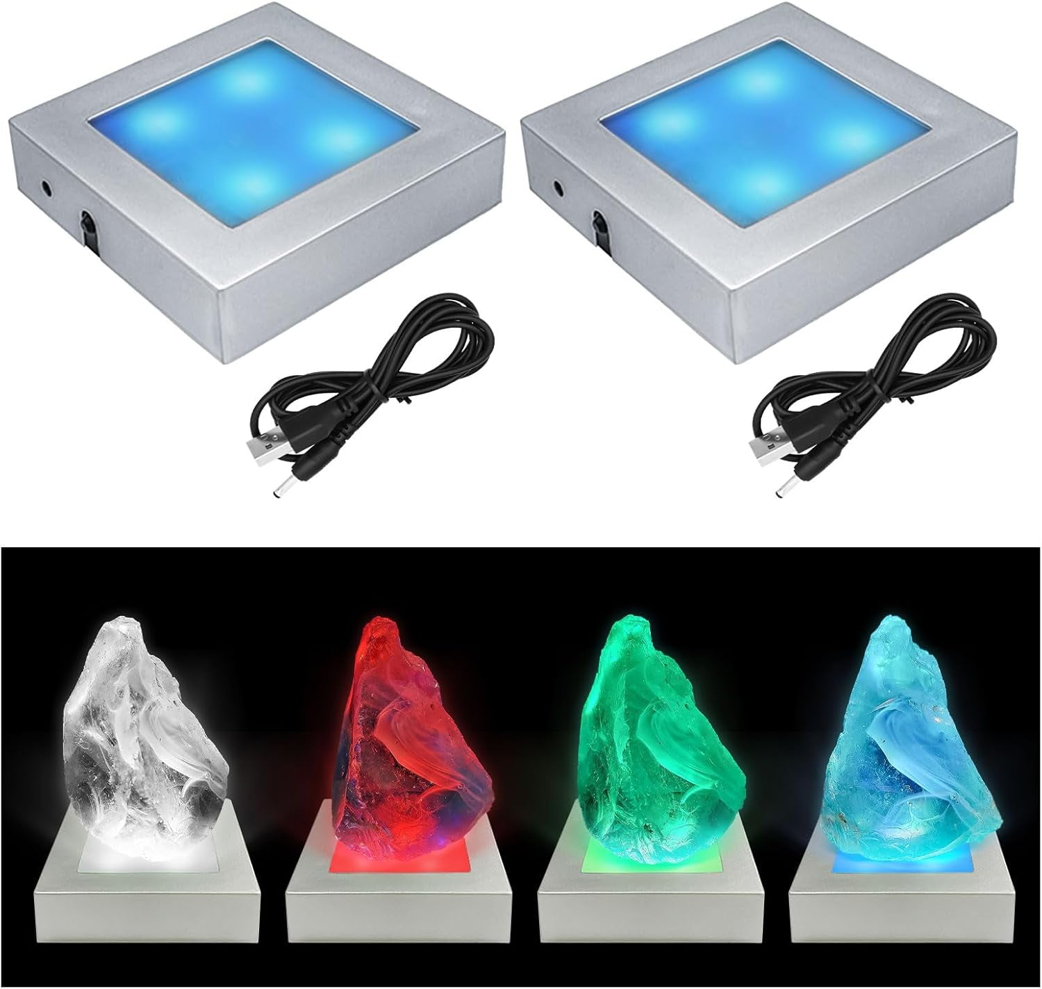 LED Lights Base for Crystal 3D Glass Art, USB/Battery Powered LED ...