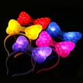 LED Lights Polka Dot Bow Headband Plastic Light up Blinking Rave Ribbon ...