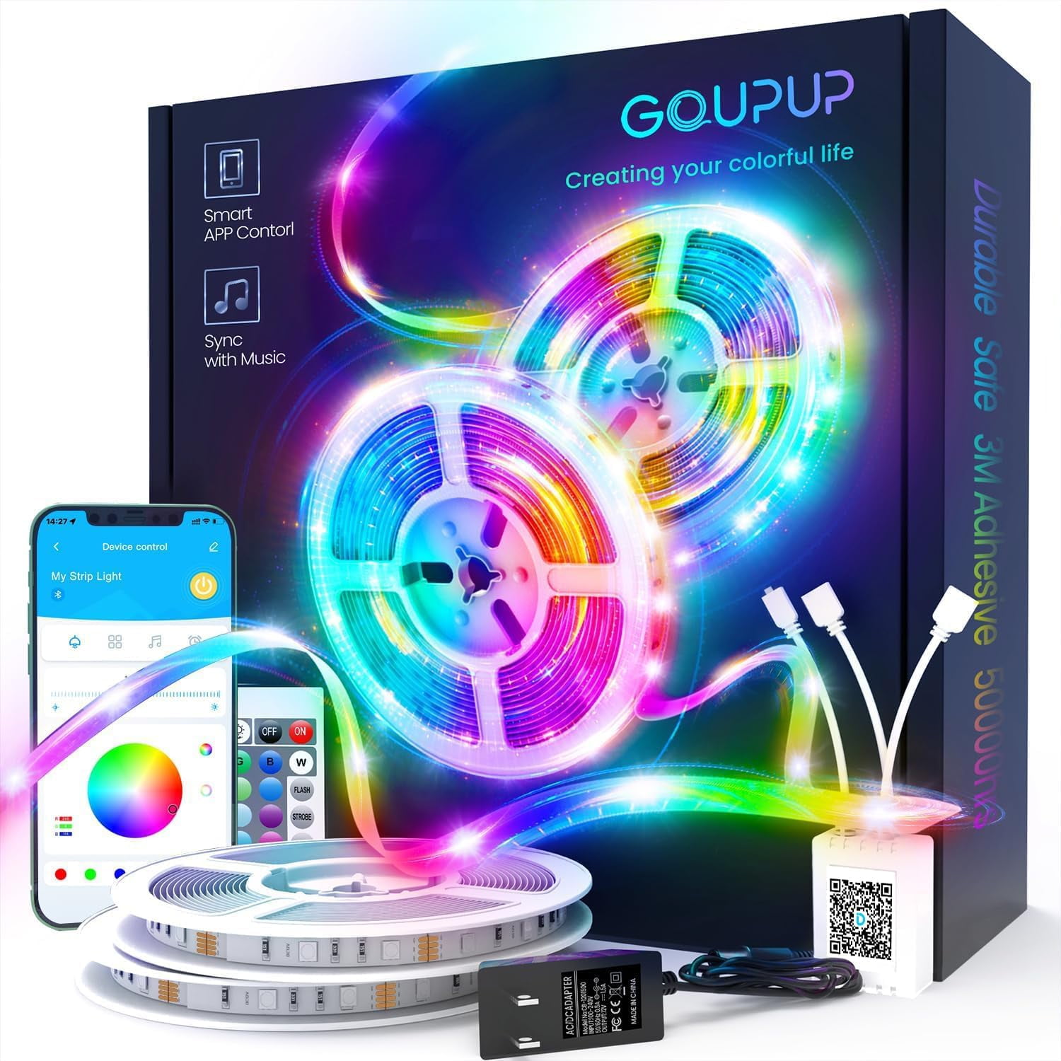 LED Lights Strip 100 FT, LED Lights for Bedroom 100ft, RGB Rope Light ...
